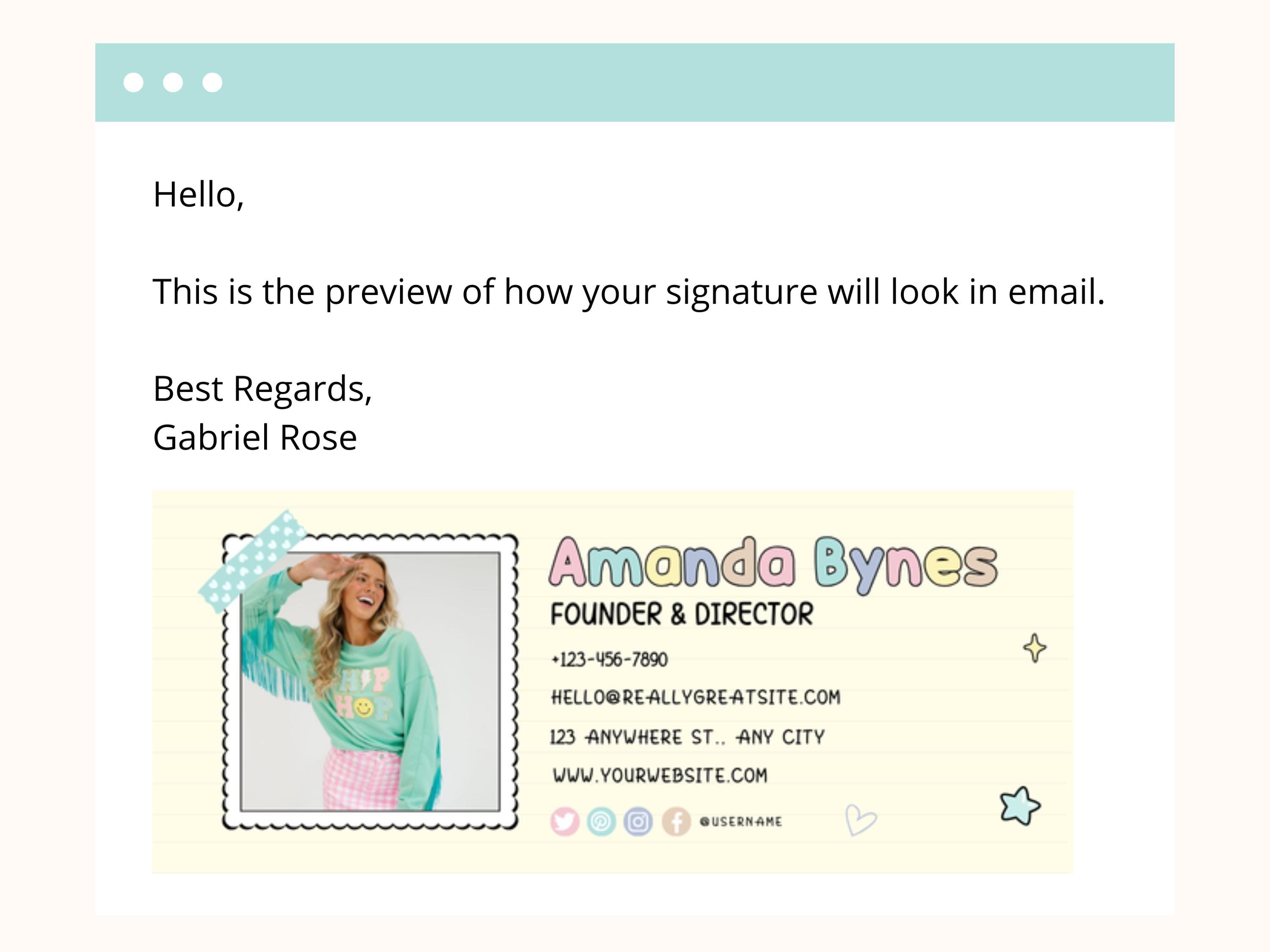 Pastel Email Signature Template Canva, Editable Cute Small Business ...