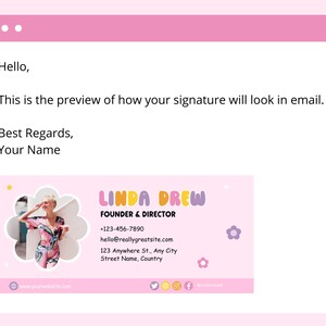 Colorful Email Signature Template Canva, Pink Feminine Customizable E ...