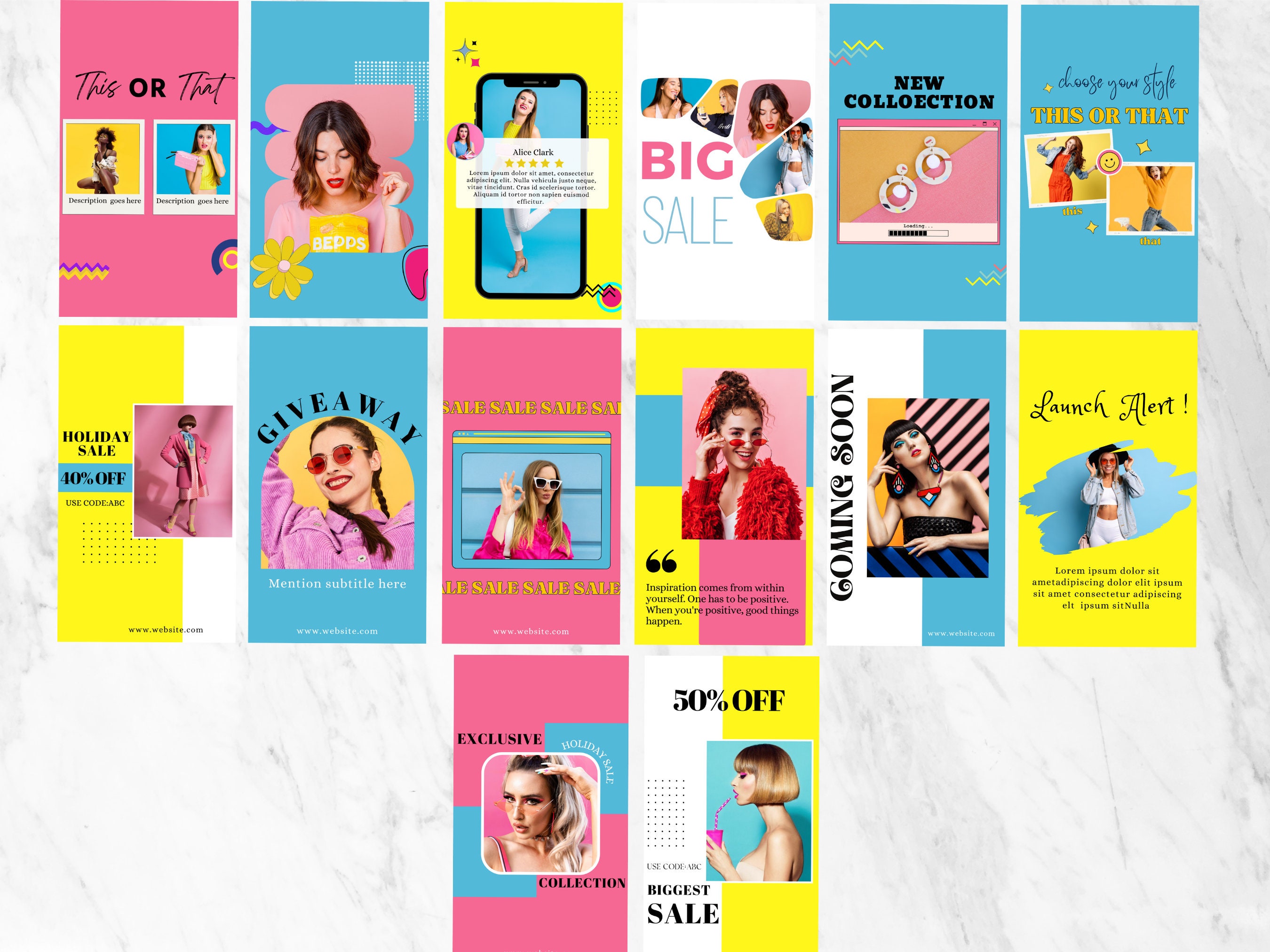 Retro Instagram Story Templates Rainbow Instagram Stories - Etsy