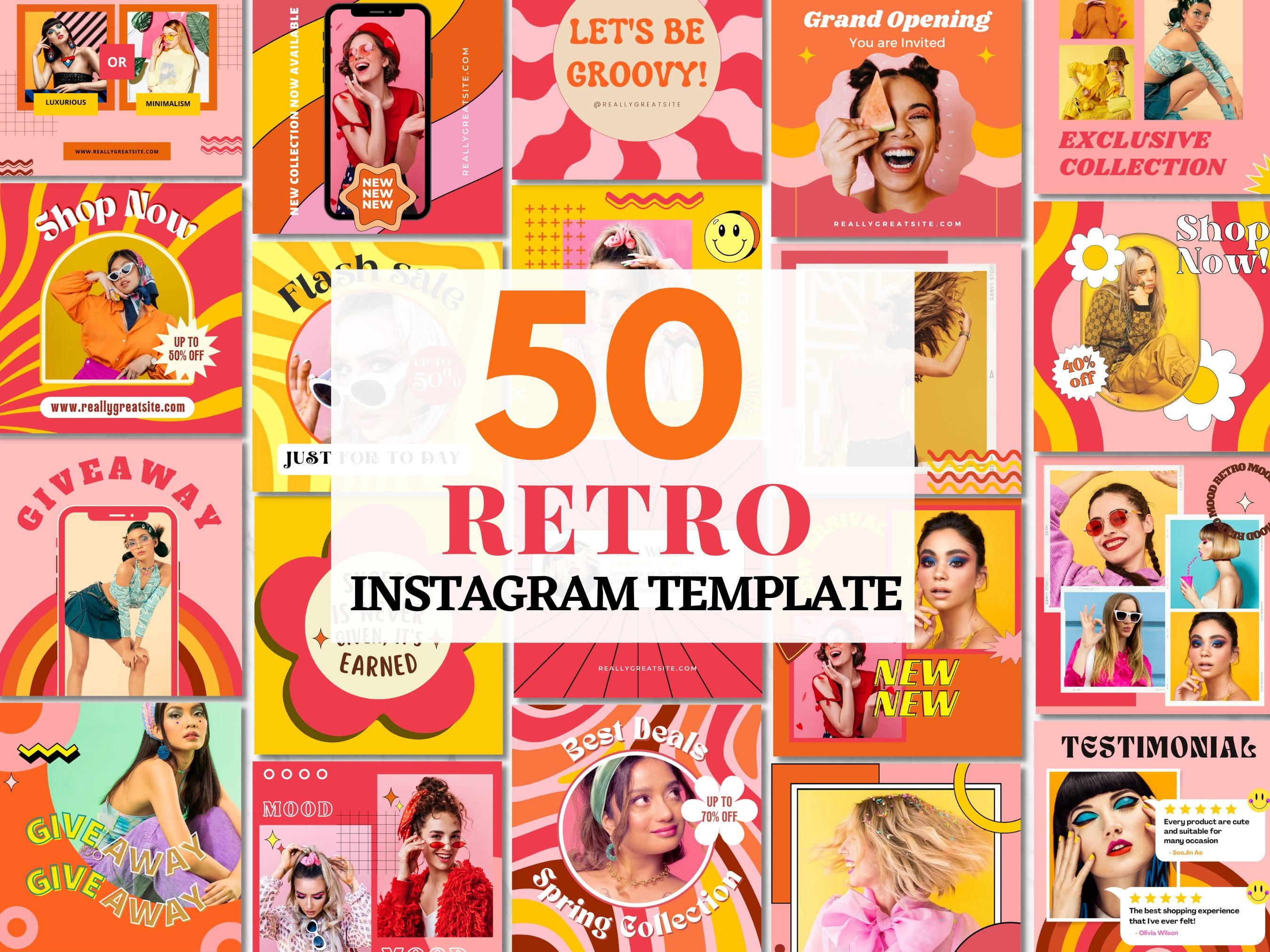 Retro Instagram Post Templates Groovy Instagram Posts - Etsy