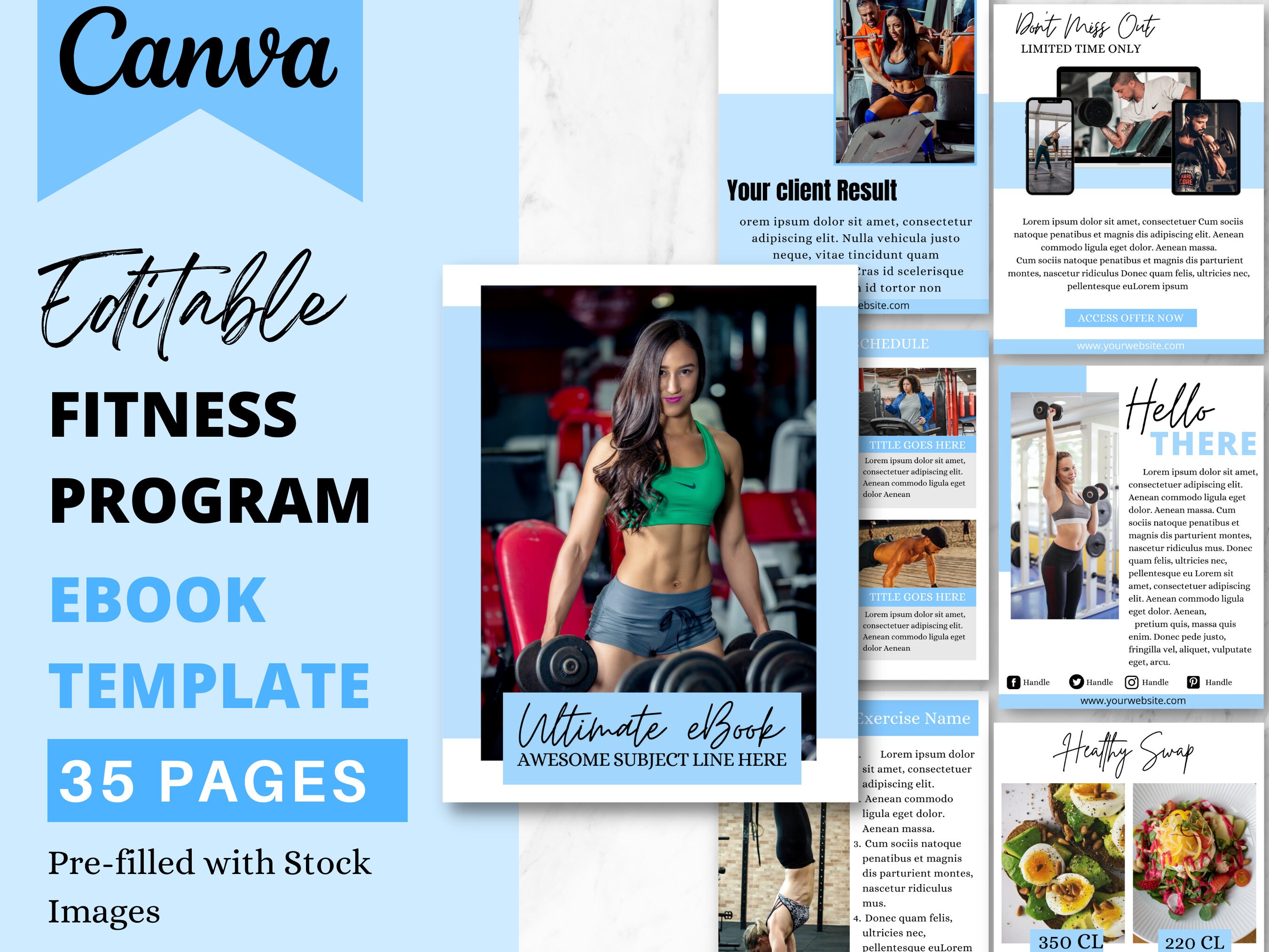Fitness Ebook Template Canva Nutrition Ebook Template - Etsy