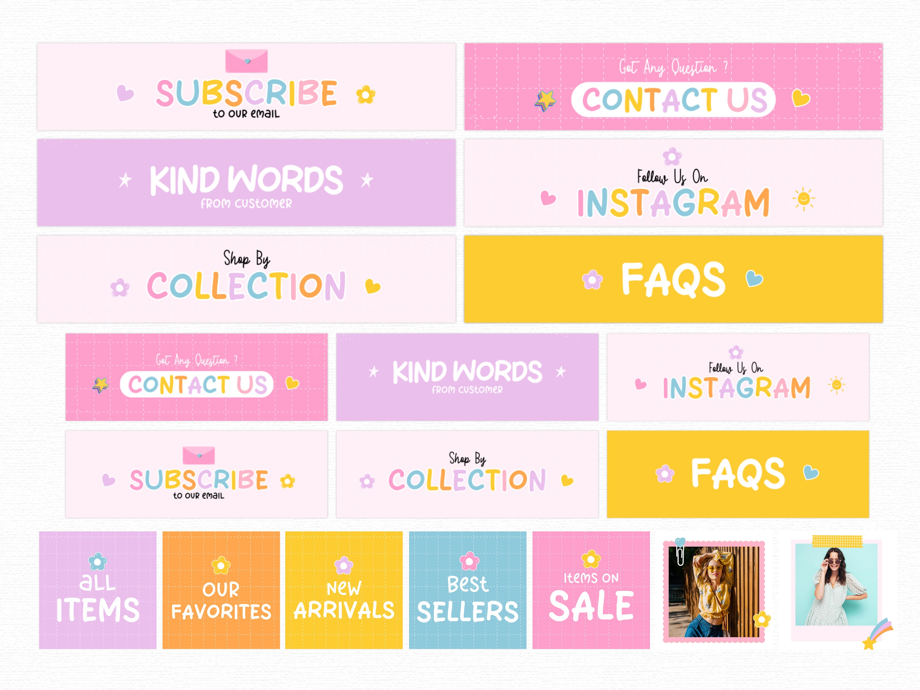 Colorful Shopify Shop Banner Template Canva, Editable Pink Ecommerce ...