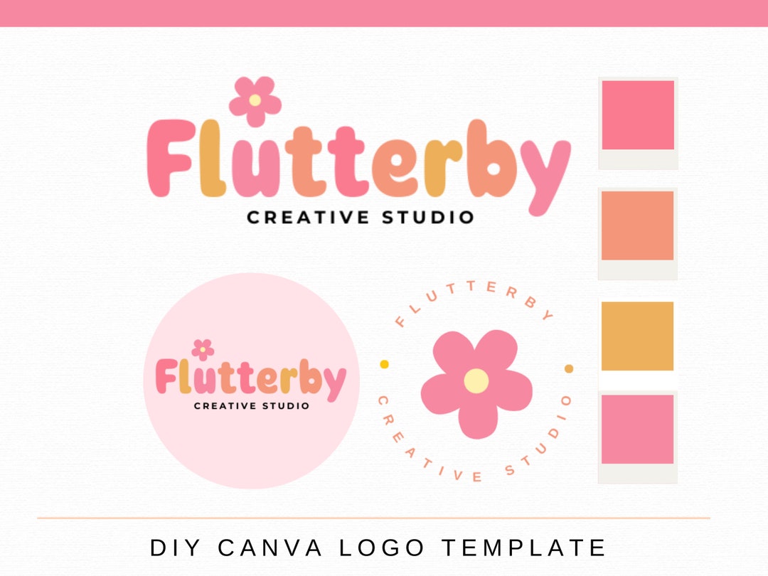 Bright Logo Template Canva, Editable Pink Logo Design, Colorful Logo ...