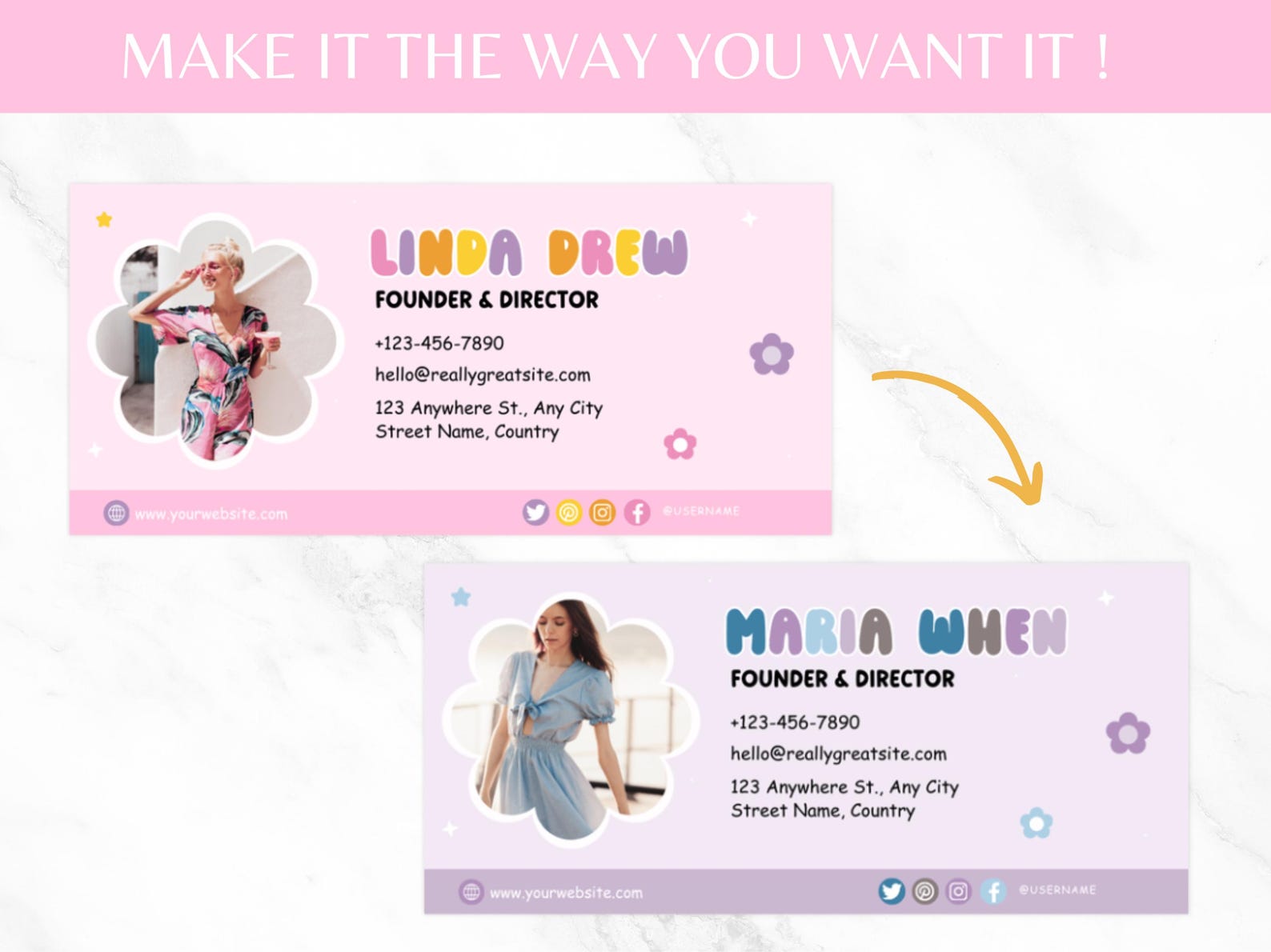 Colorful Email Signature Template Canva, Pink Feminine Customizable E ...