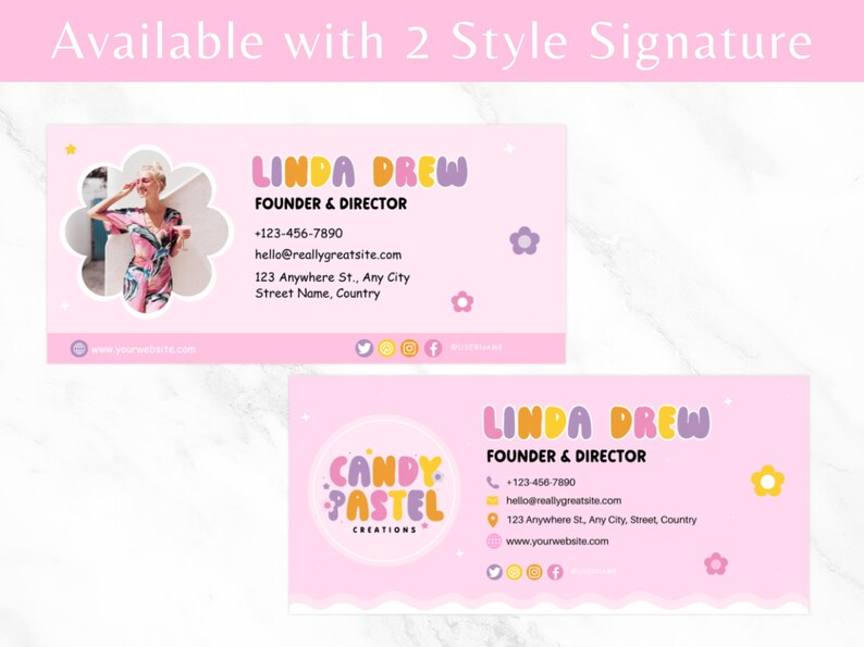 Colorful Email Signature Template Canva, Pink Feminine Customizable E ...