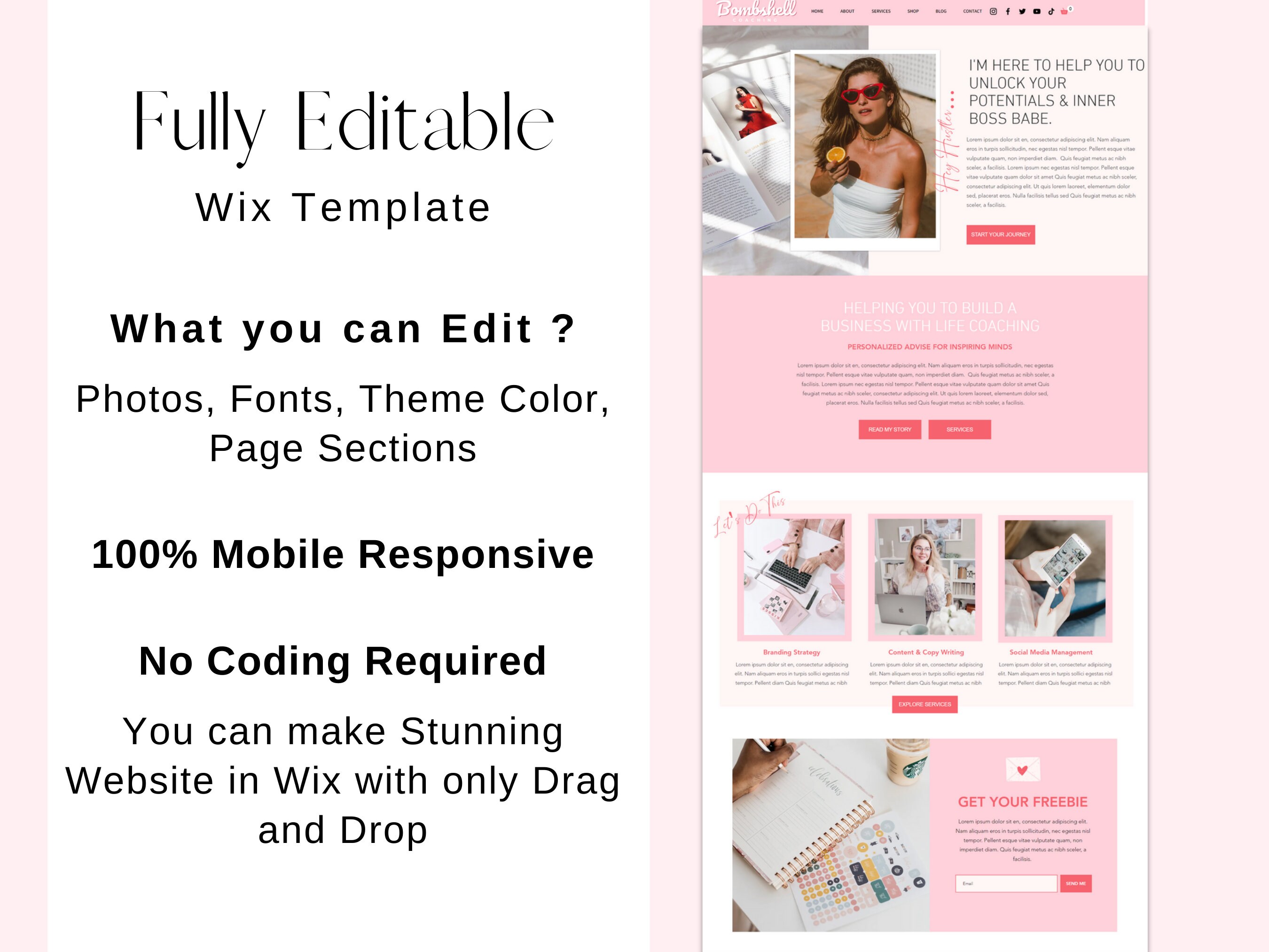 Wix Website Template, Wix Social Media Manager Theme, Coaching Website ...