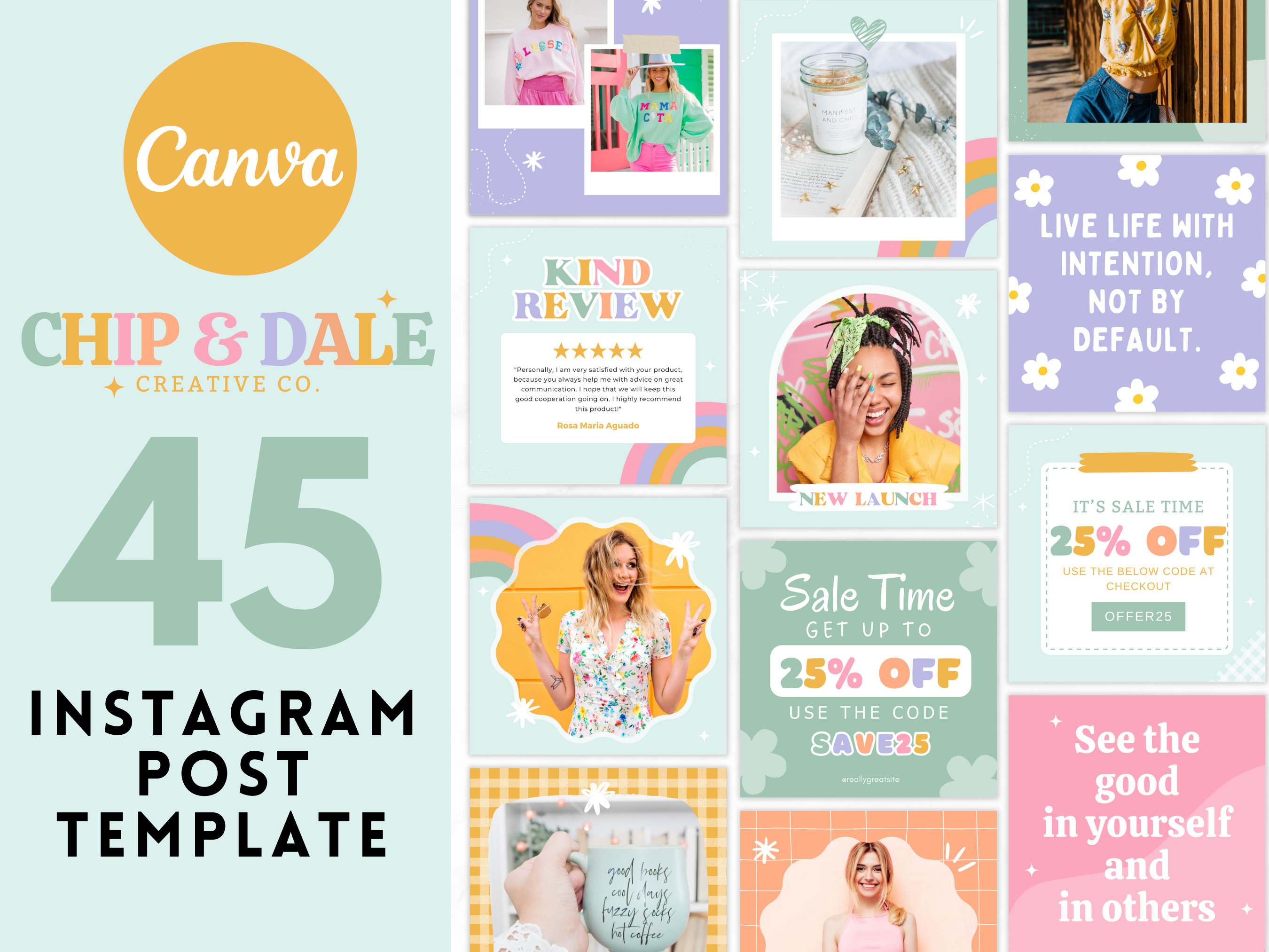 Pastel Instagram Post Templates, Colorful Instagram Posts Canva, Groovy ...