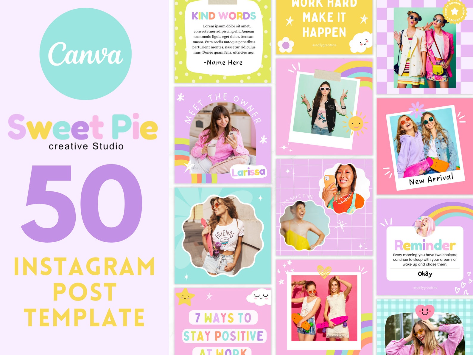 Colorful Instagram Post Templates, Rainbow Instagram Posts Canva ...