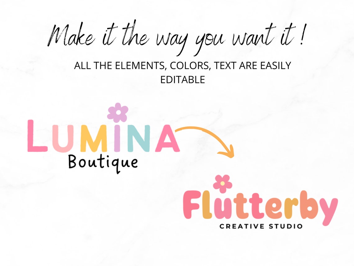 Colorful Logo Template Editable Logo Design DIY Canva Logo - Etsy