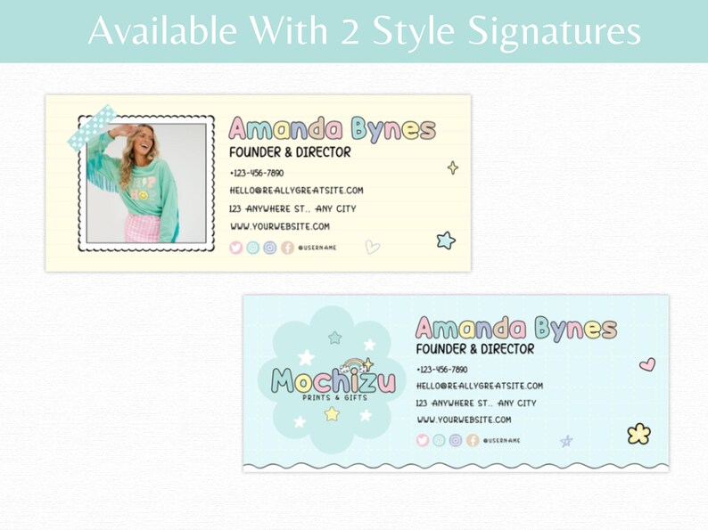 Pastel Email Signature Template Canva, Editable Cute Small Business ...
