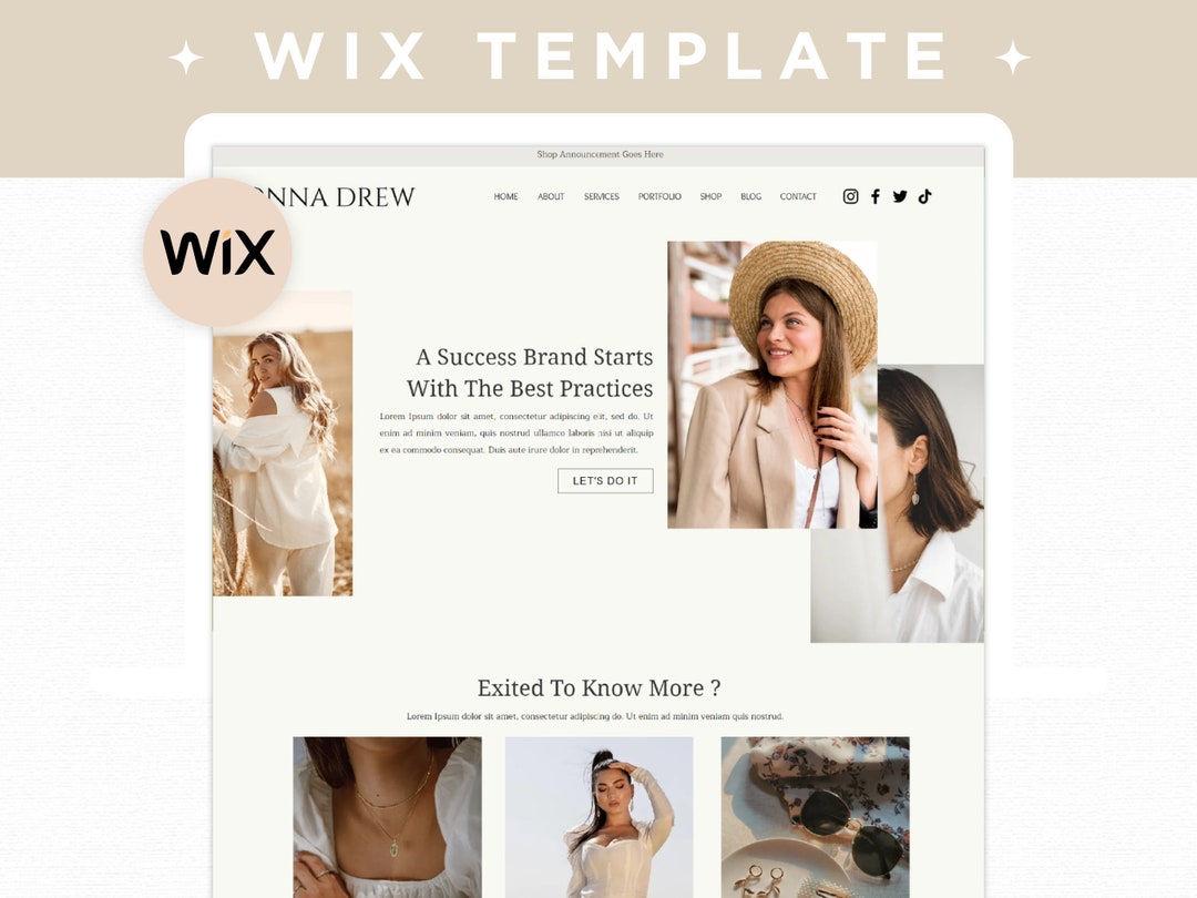 Wix Website Template, Beige Website Design, Creative Wix Website Theme ...