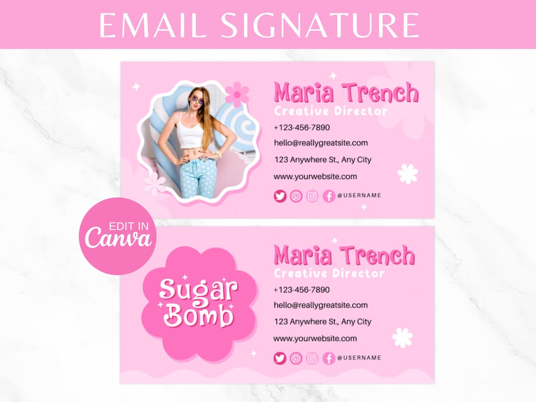 Email Signature Template Canva, Pink Business Email Signature, Gmail ...