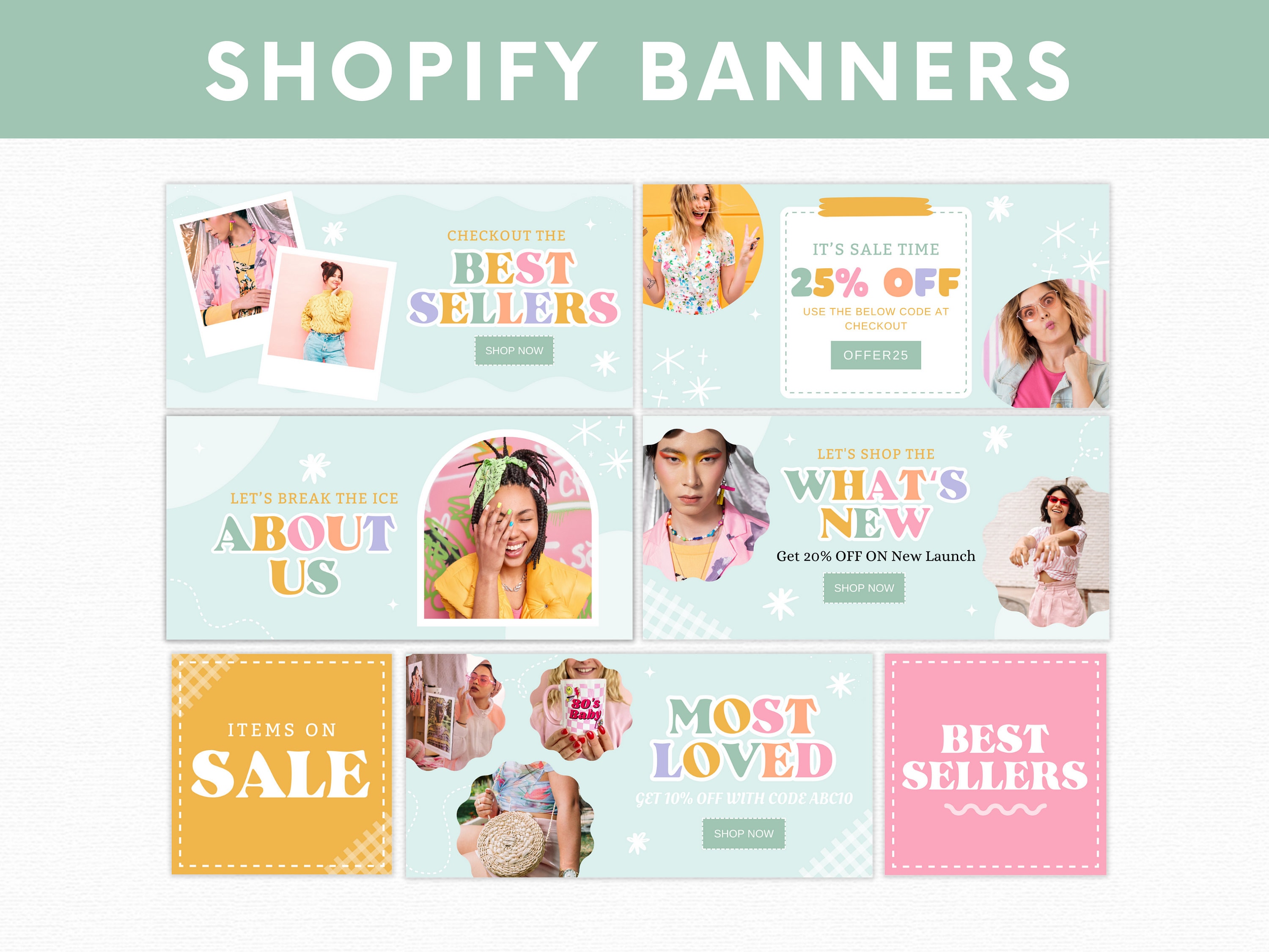 Shopify Website Banners Canva, Pastel Website Banner Template, Website ...