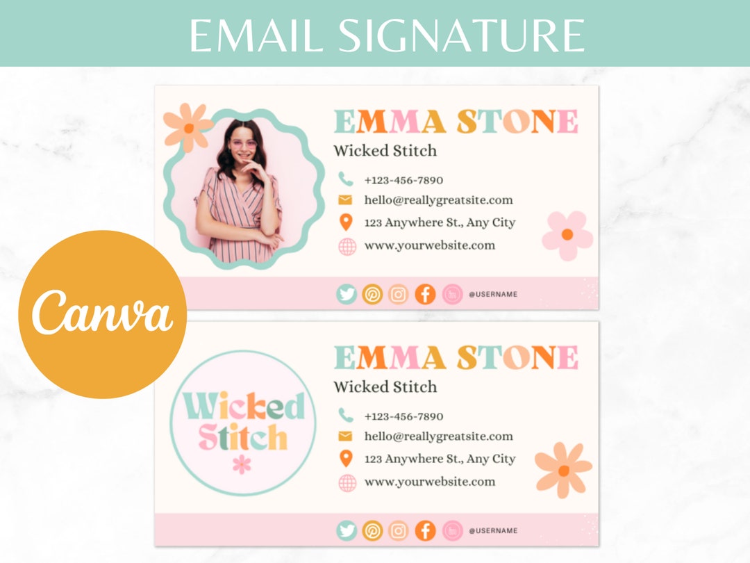 Groovy Email Signature Template Canva Bright Customizable - Etsy