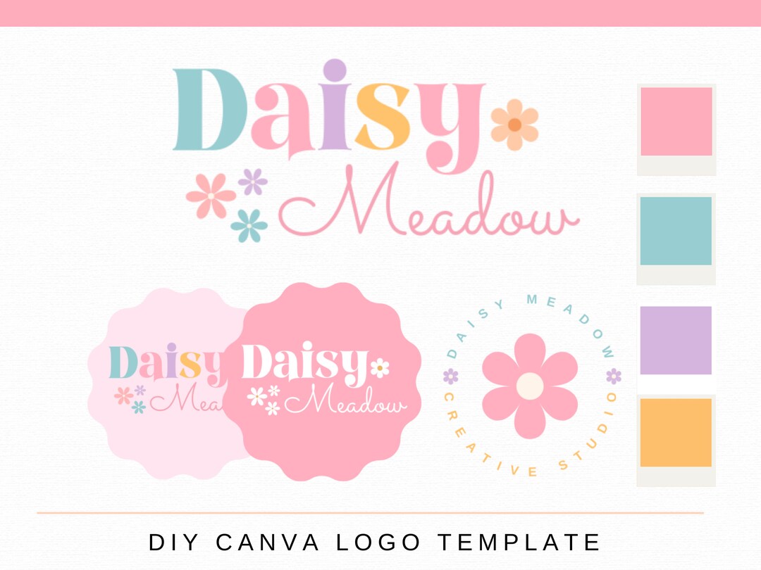 Daisy Logo Template Canva, Editable Logo Design, Bright Logo Template ...