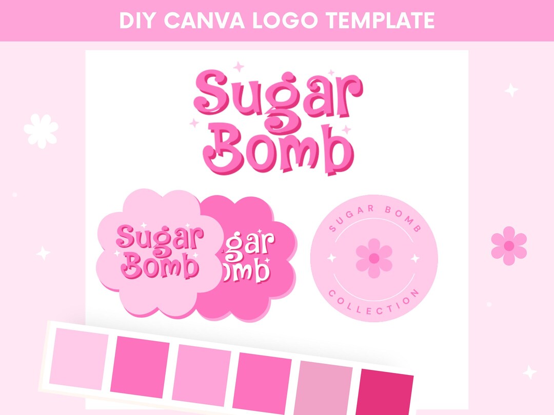 Pink Logo Template Canva, Editable Logo Design, DIY Canva Logo Template ...