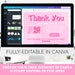 Pink Thank You Card Template, Editable Order Note, Retro Bright Small ...