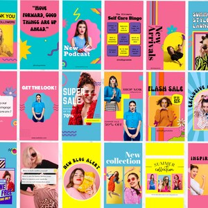 Retro Instagram Story Templates, Rainbow Instagram Stories, Colorful ...