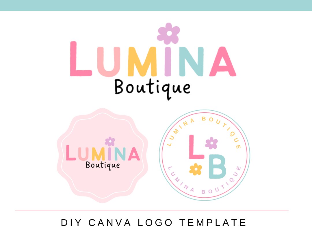 Colorful Logo Template Editable Logo Design DIY Canva Logo - Etsy
