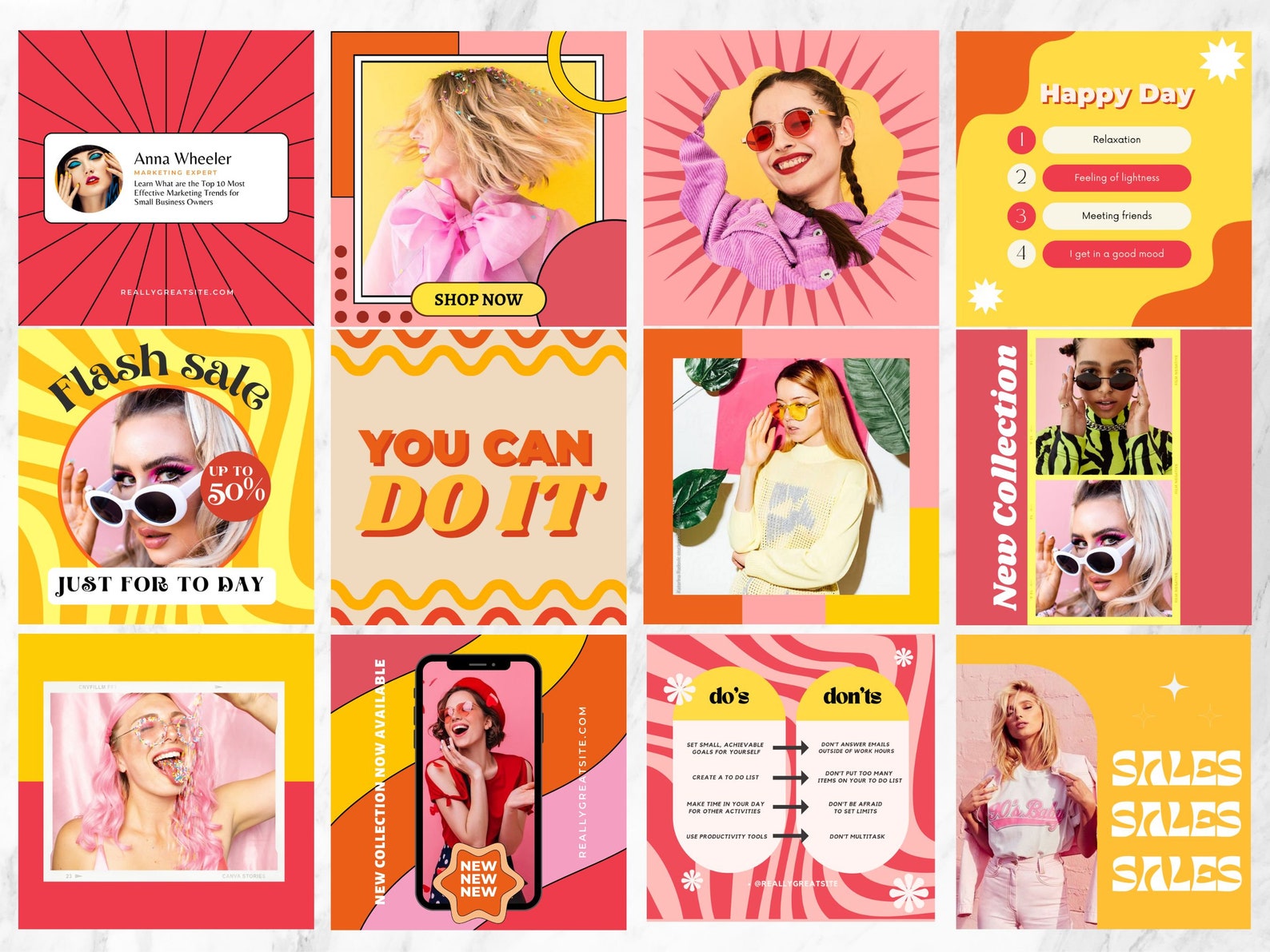 Retro Instagram Post Templates Groovy Instagram Posts - Etsy