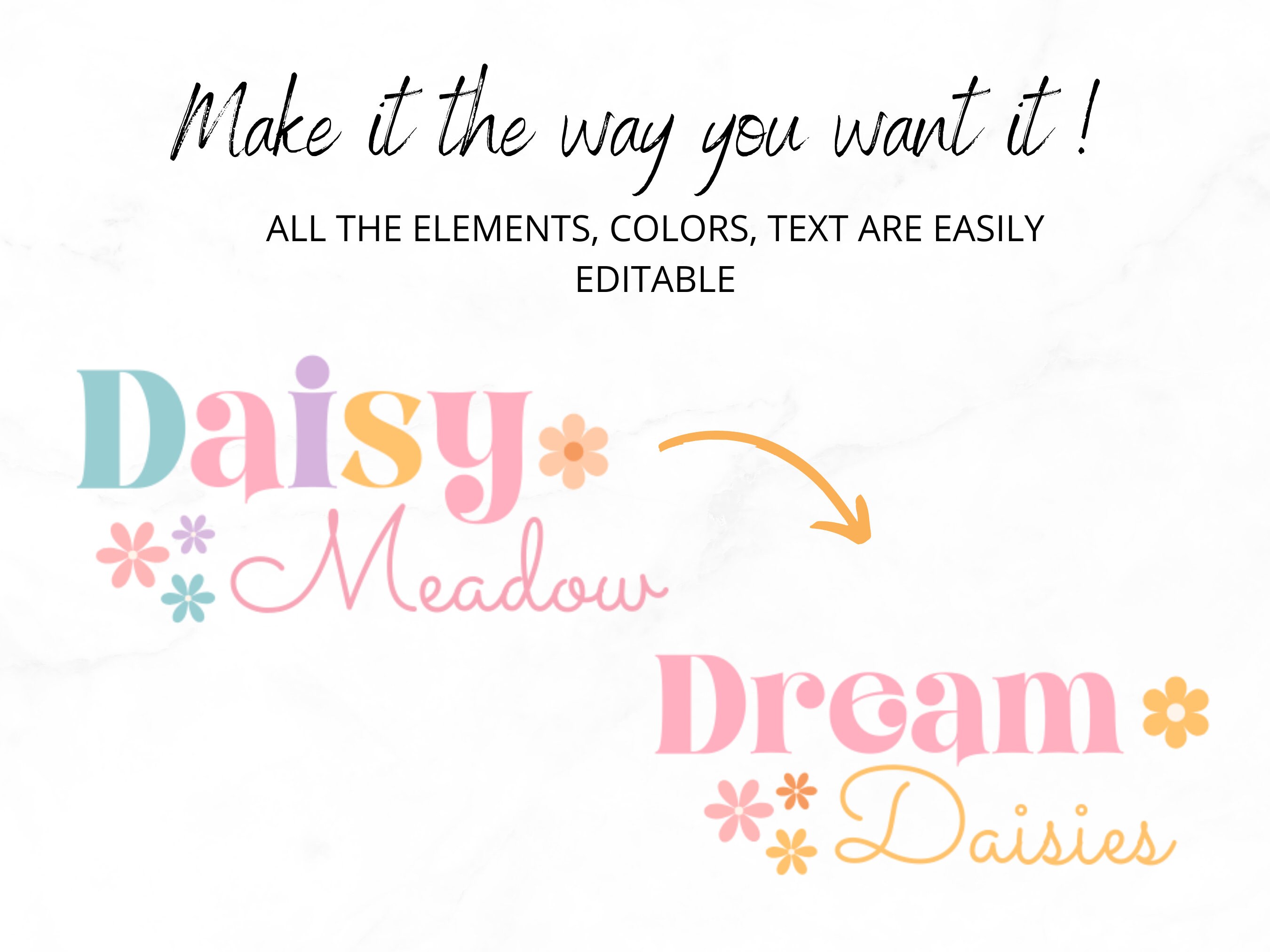 Daisy Logo Template Canva, Editable Logo Design, Bright Logo Template ...