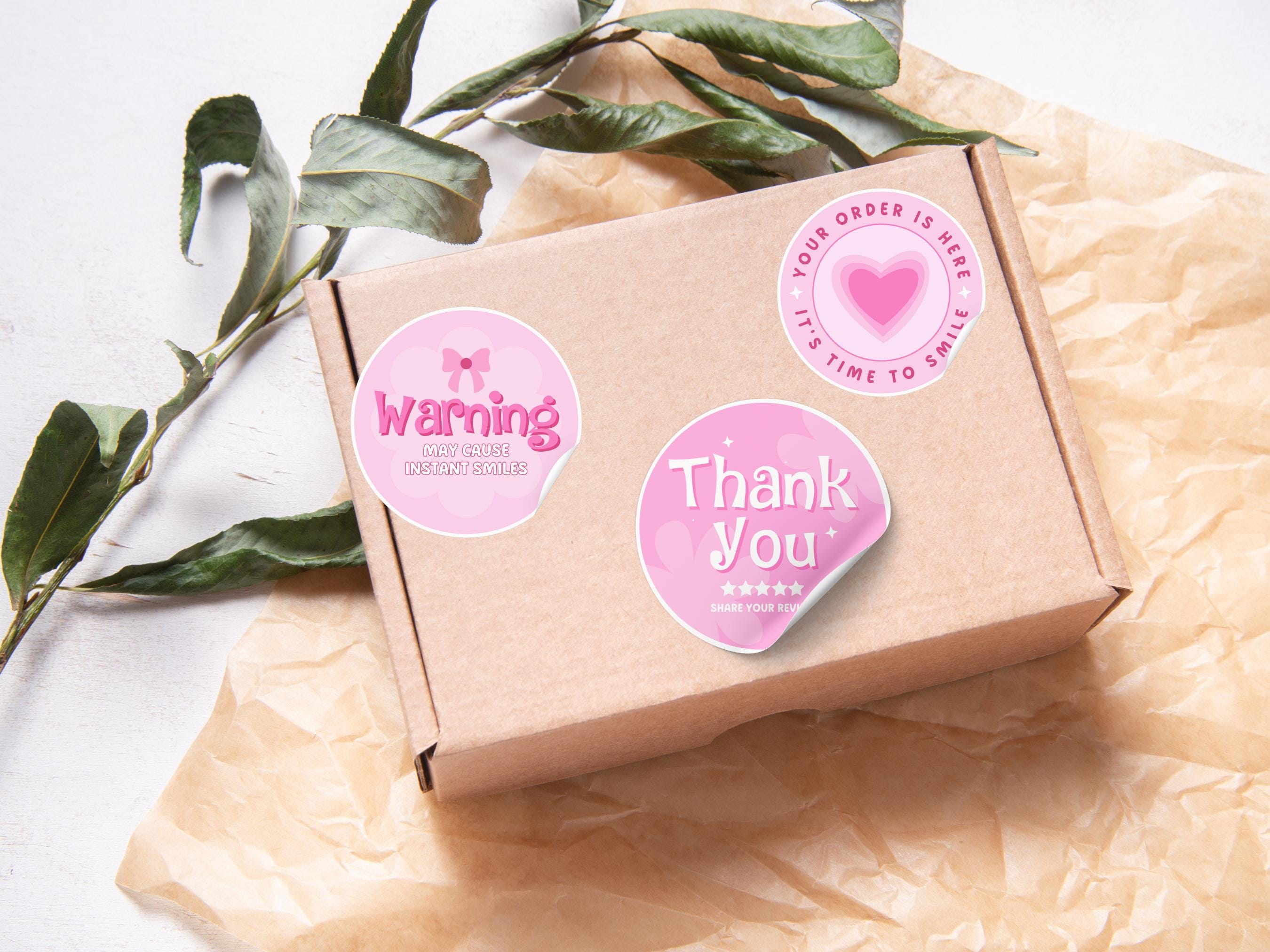 Pink Packaging Sticker Template Canva, Editable Sticker Designs, Cute ...
