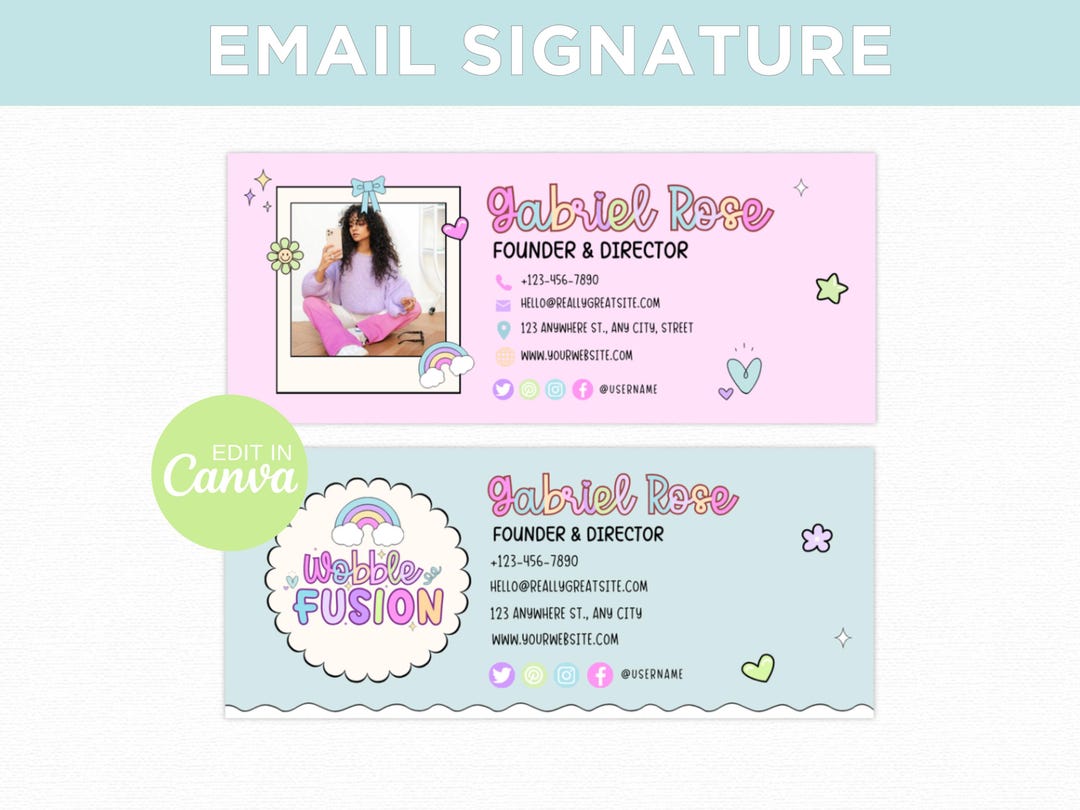 Retro Email Signature Template: Groovy Business Design (canva Editable ...