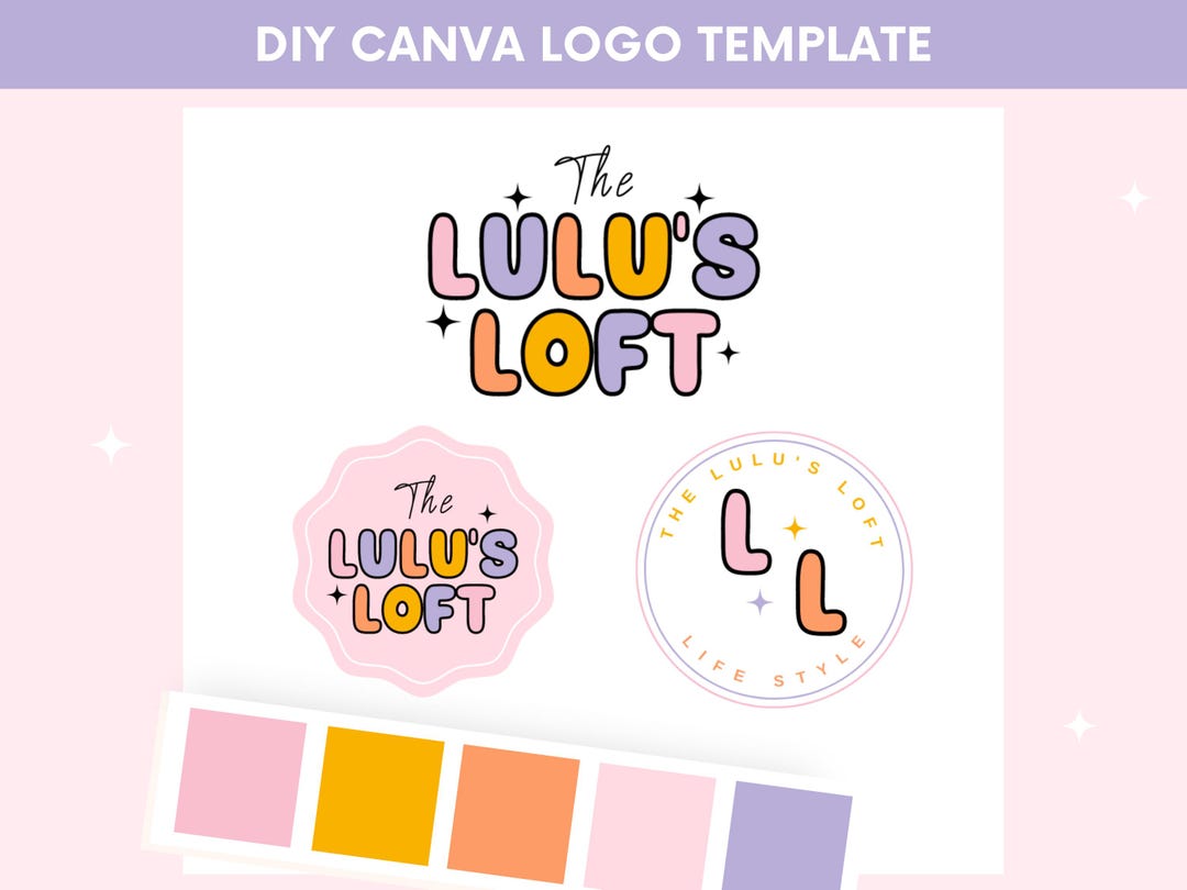 Pastel Logo Template Canva, Playful Clothing Logo Design, Cute Custom ...