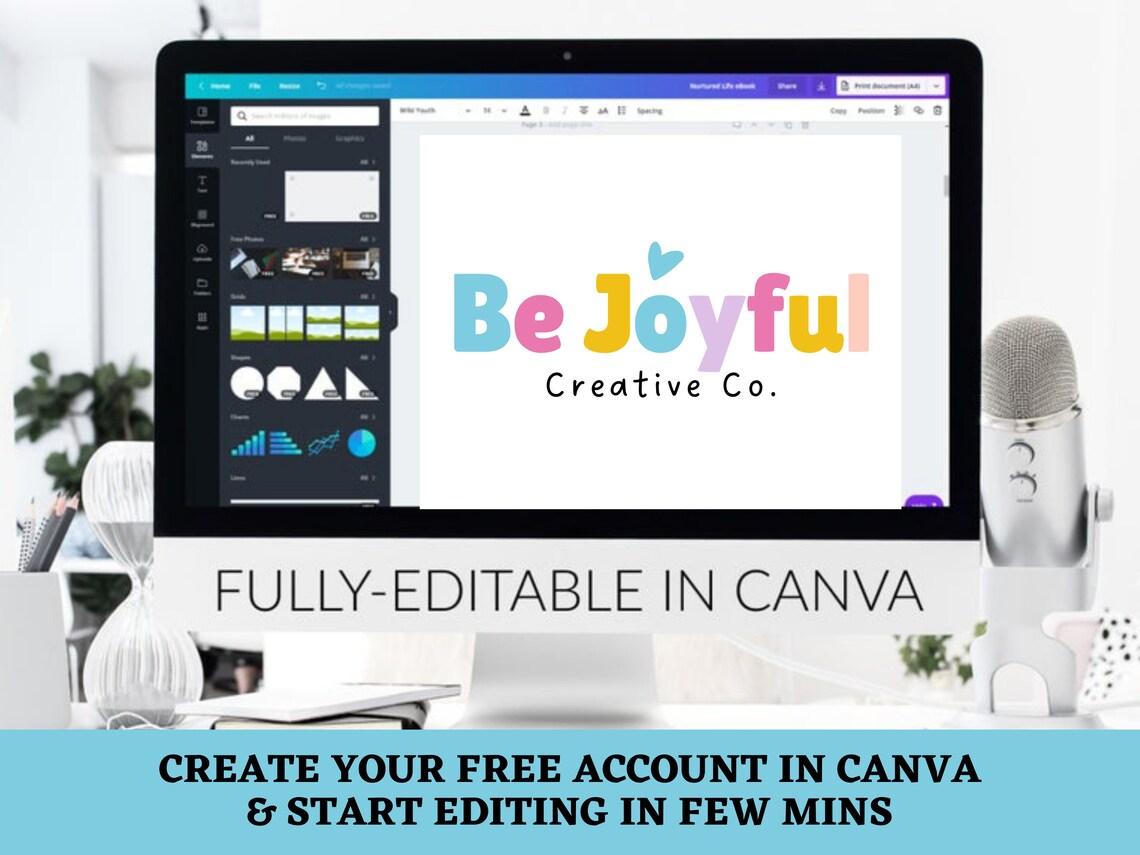 Rainbow Logo Template Editable Logo Design DIY Logo Template - Etsy