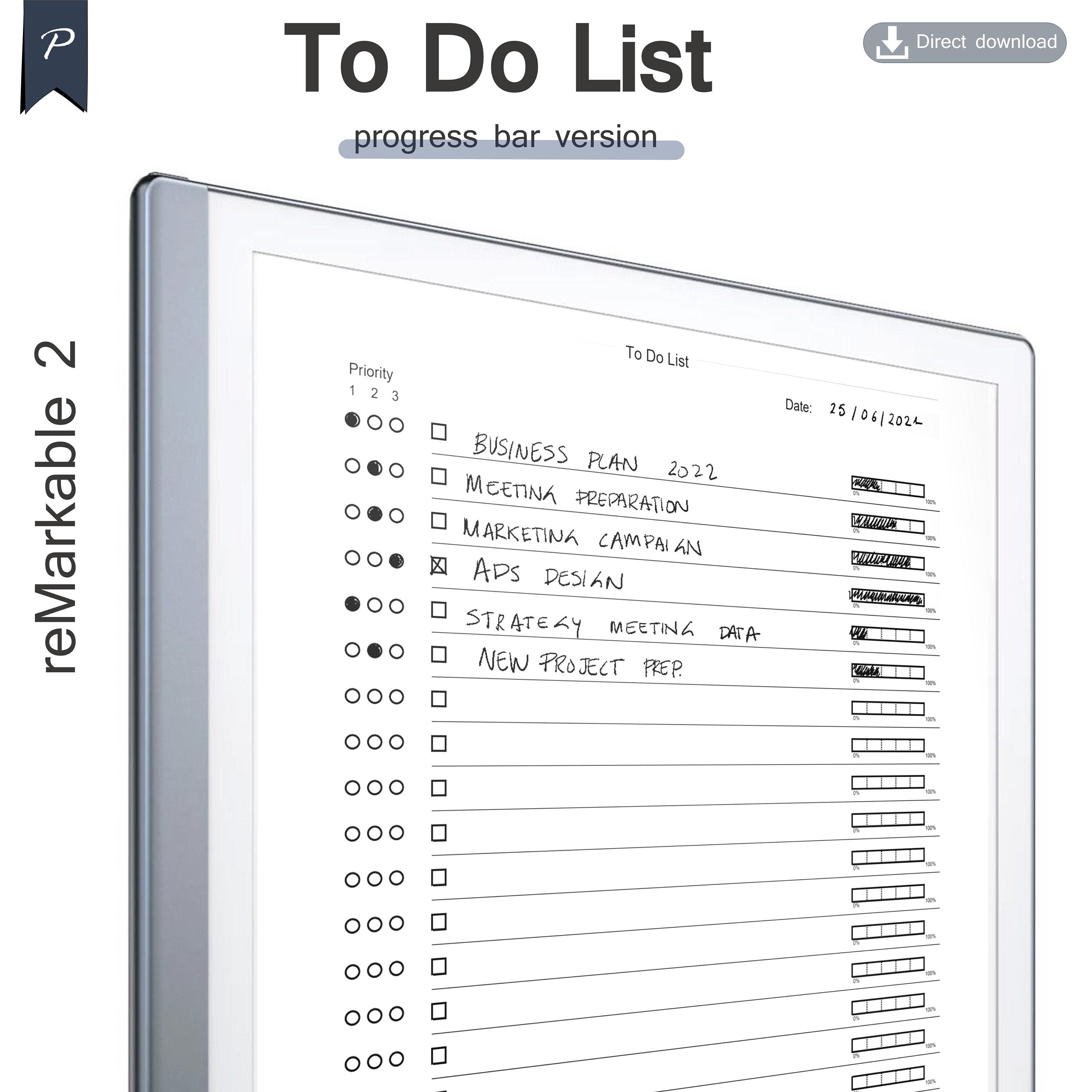 Remarkable to Do List Progess Bar Version - Etsy Canada