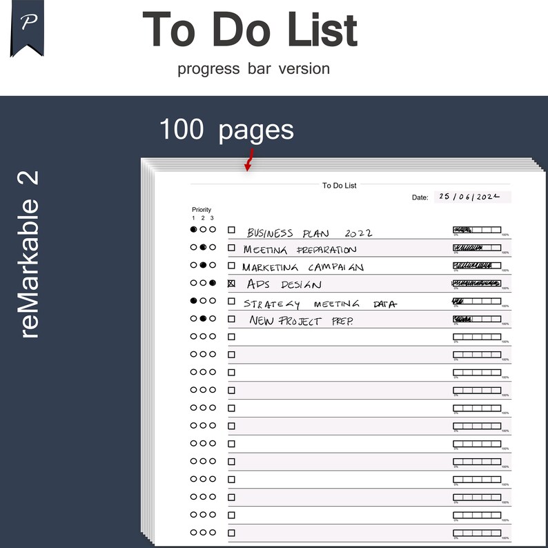 Remarkable to Do List Progess Bar Version - Etsy Canada