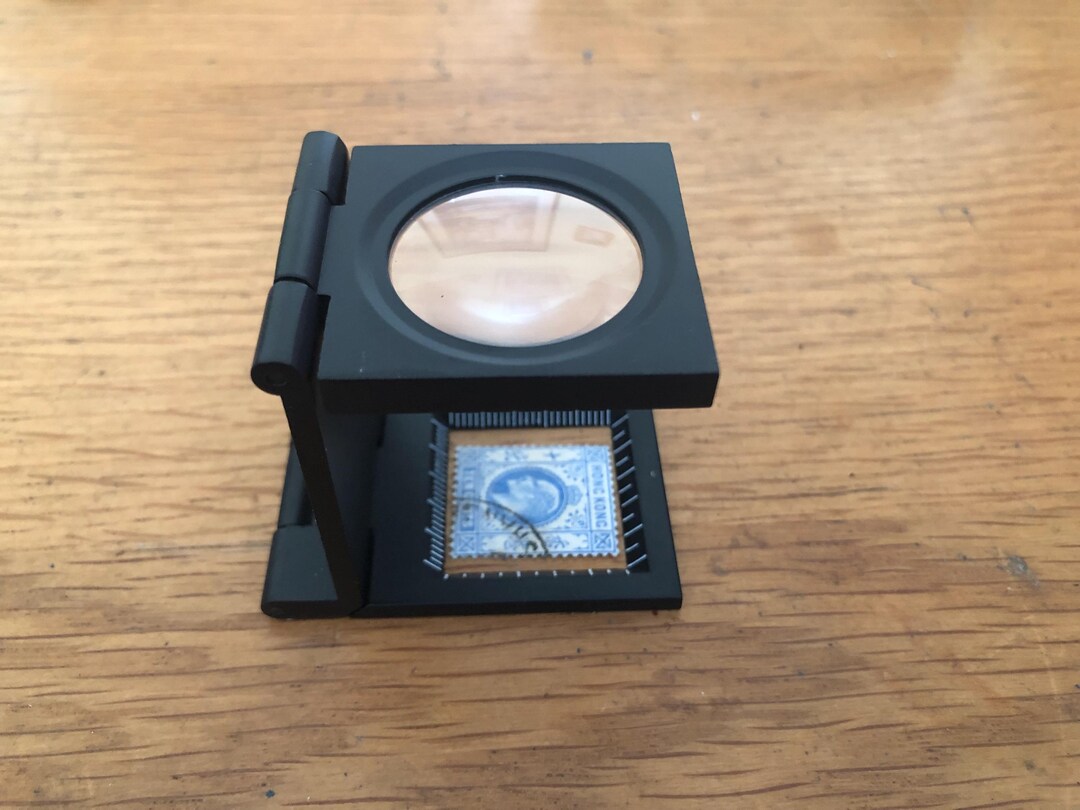 Folding Black Metal 10x Loupe: Stamp Magnifier With Pouch - Etsy
