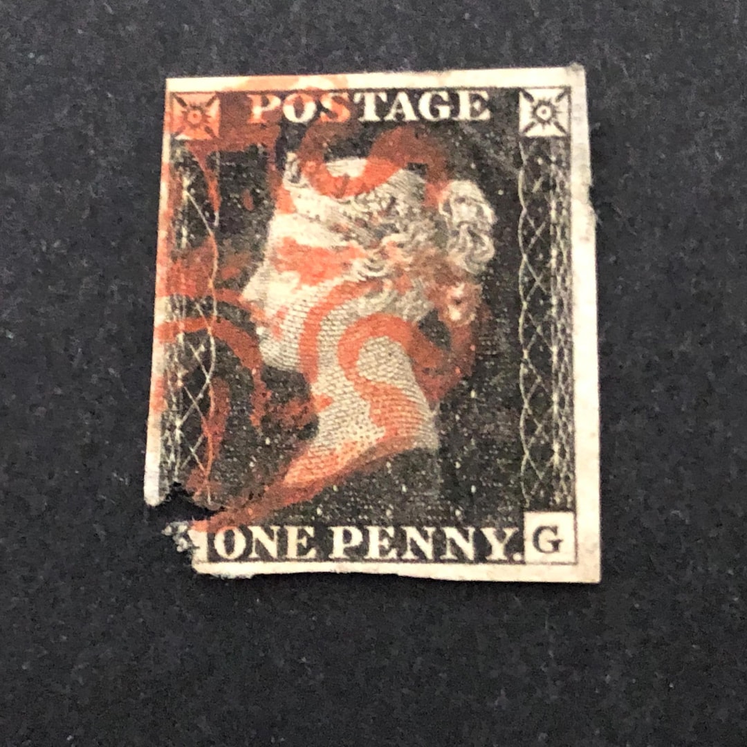 Iconic 1840 Penny Black Imperforated Stamp With Red Maltese Cross ...