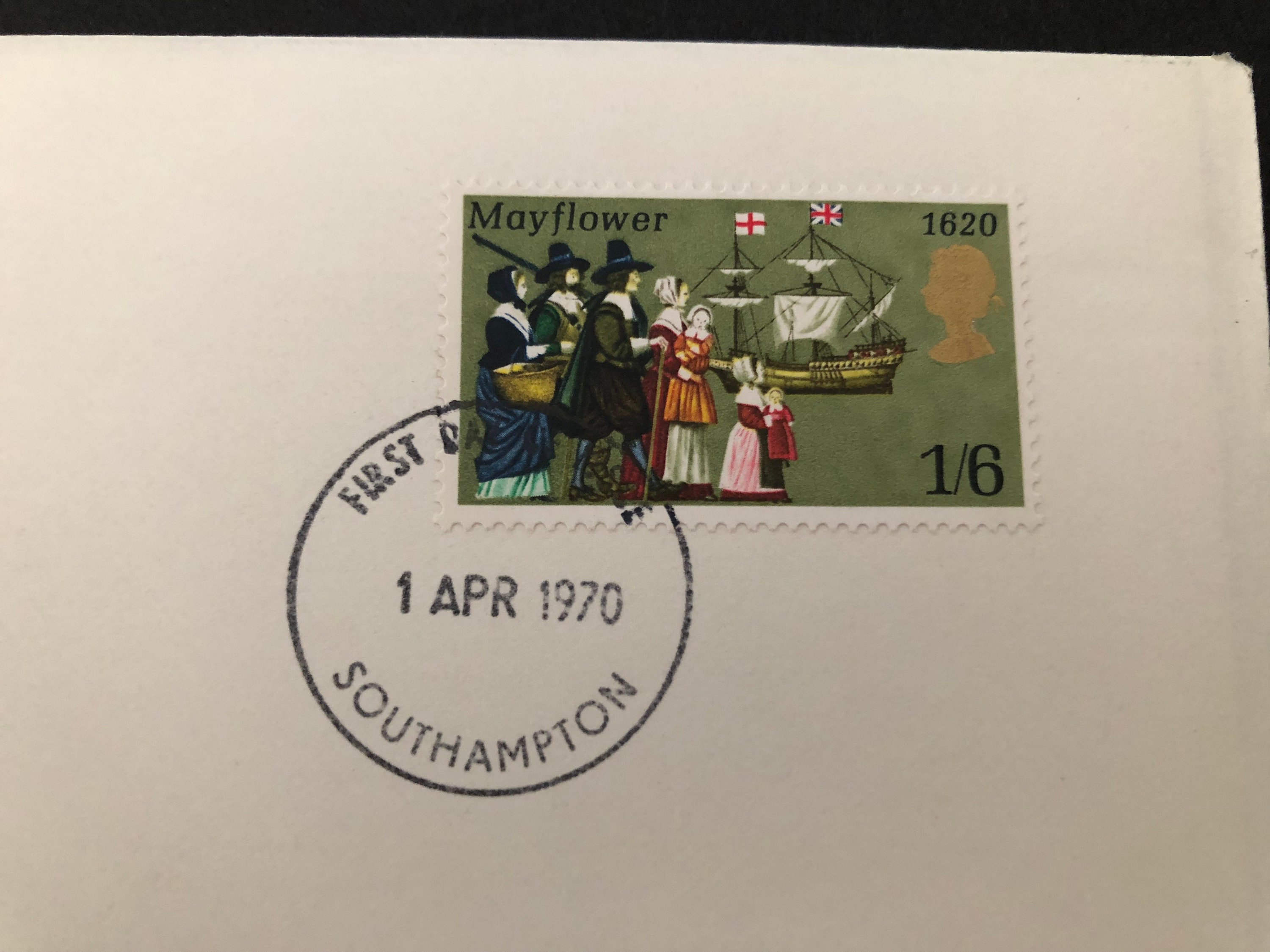 GB First Day Cover Mayflower 1620 350th Anniversary Stamp on Envelope ...