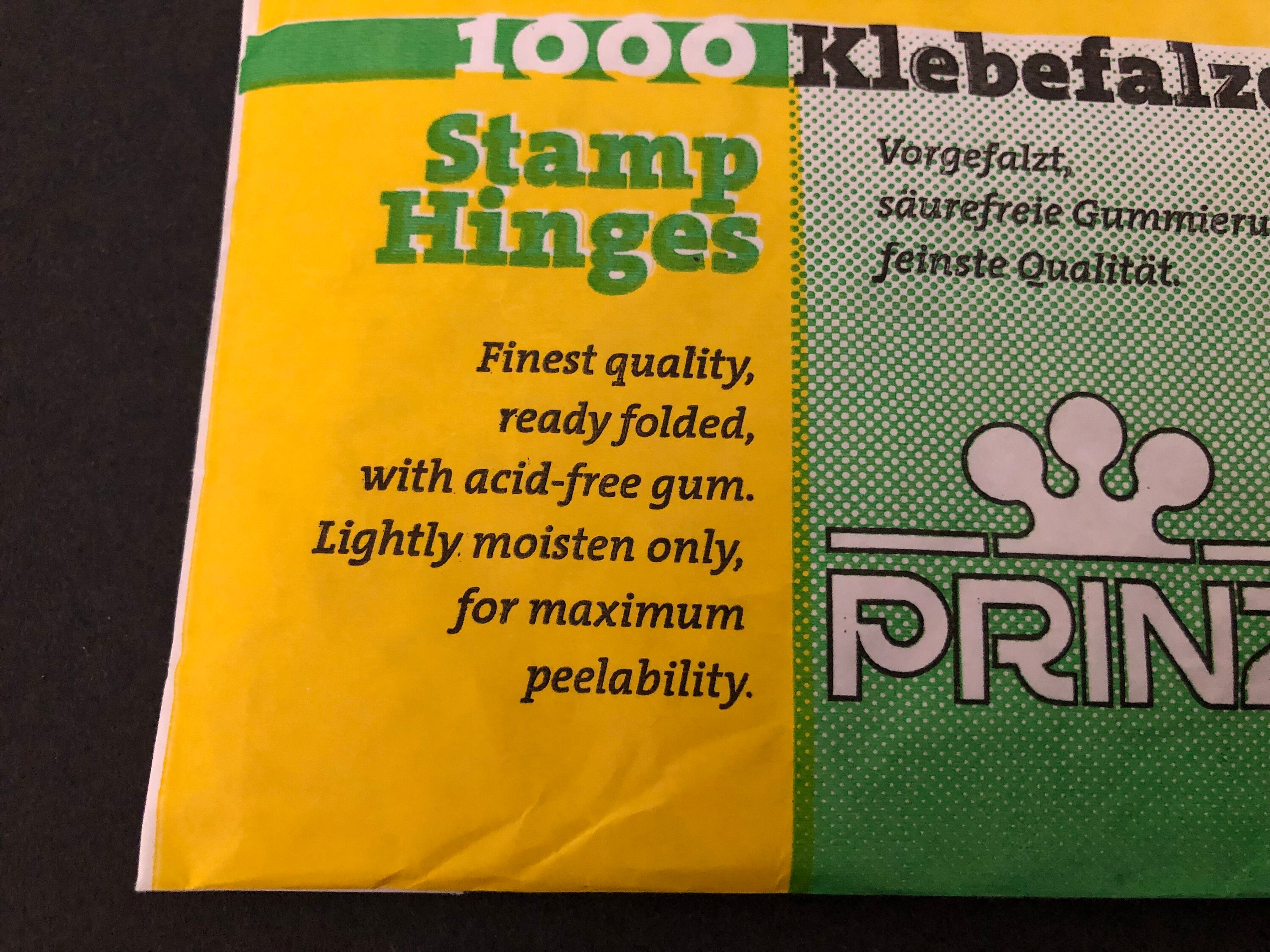 Prinz Stamp Hinges Packet of 1000 Hinges Ready Folded Unopened Packet ...