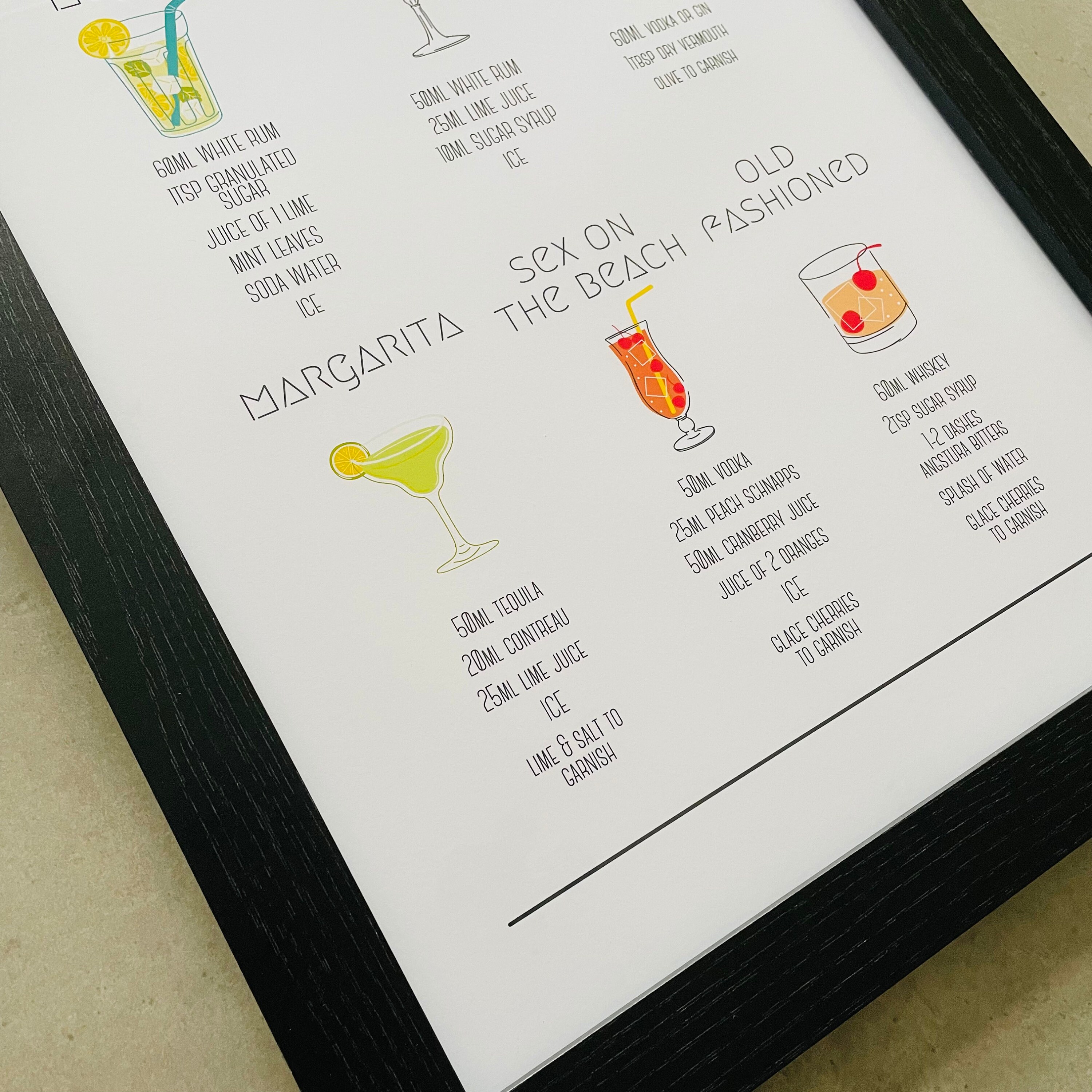 Cocktail list print cocktail menu classic cocktails print | Etsy