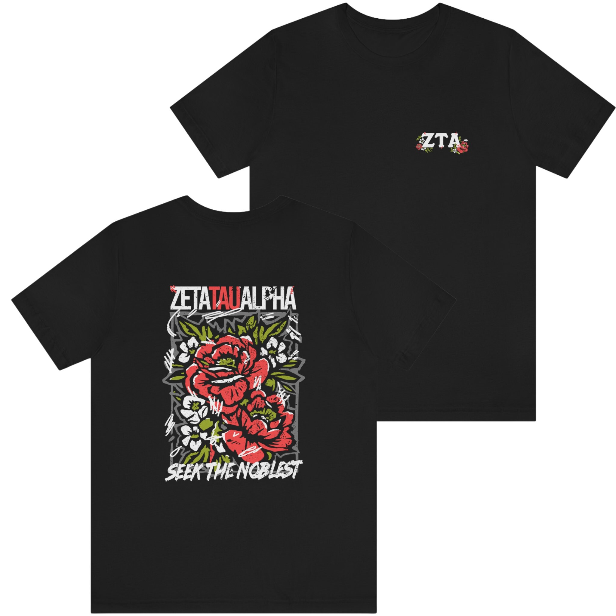 Zeta Tau Alpha Graphic T-shirt Grunge Roses - Etsy