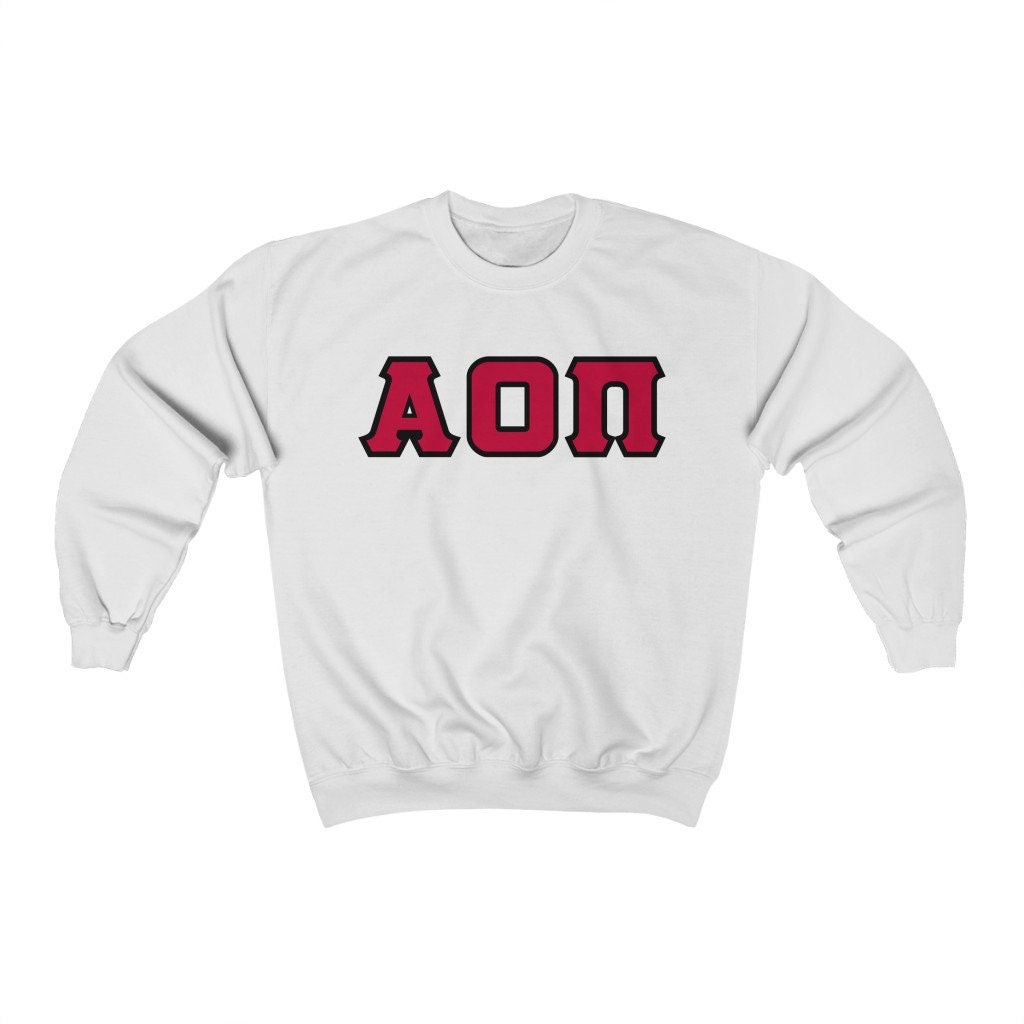Alpha Omicron Pi Printed Letters | Cardinal With Black Border Crewneck ...