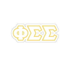Phi Sigma Sigma White With Yellow Border Letter Sticker - Etsy