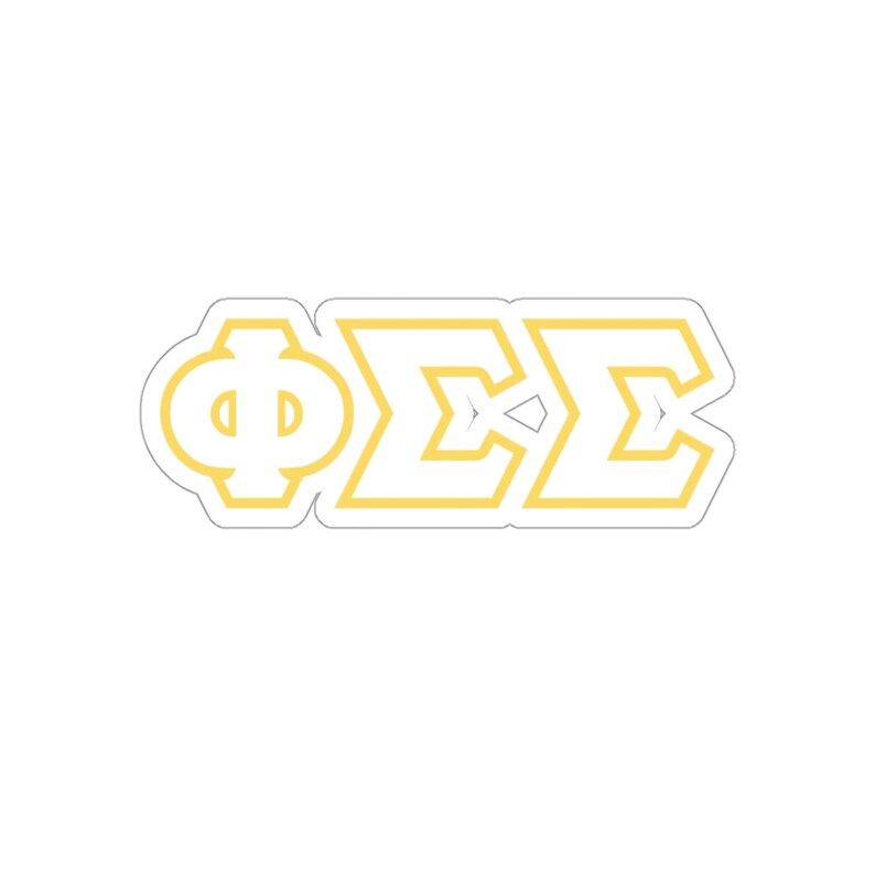 Phi Sigma Sigma White With Yellow Border Letter Sticker - Etsy