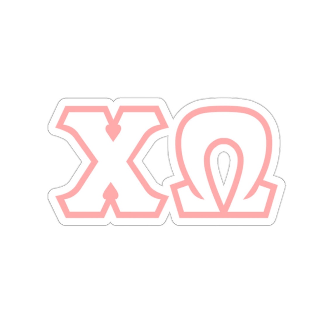 Chi Omega White With Pink Border Letter Sticker - Etsy