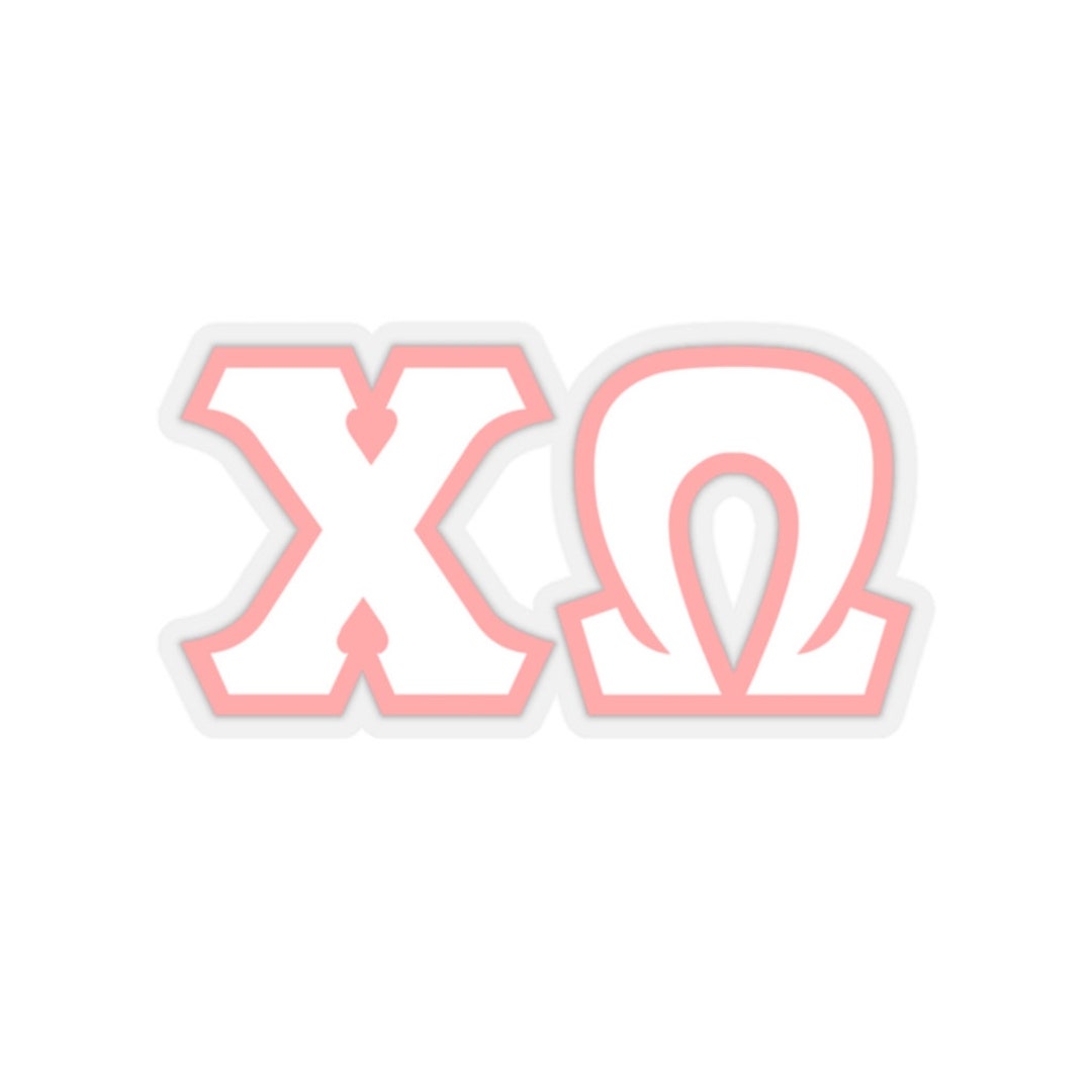 Chi Omega White With Pink Border Letter Sticker - Etsy