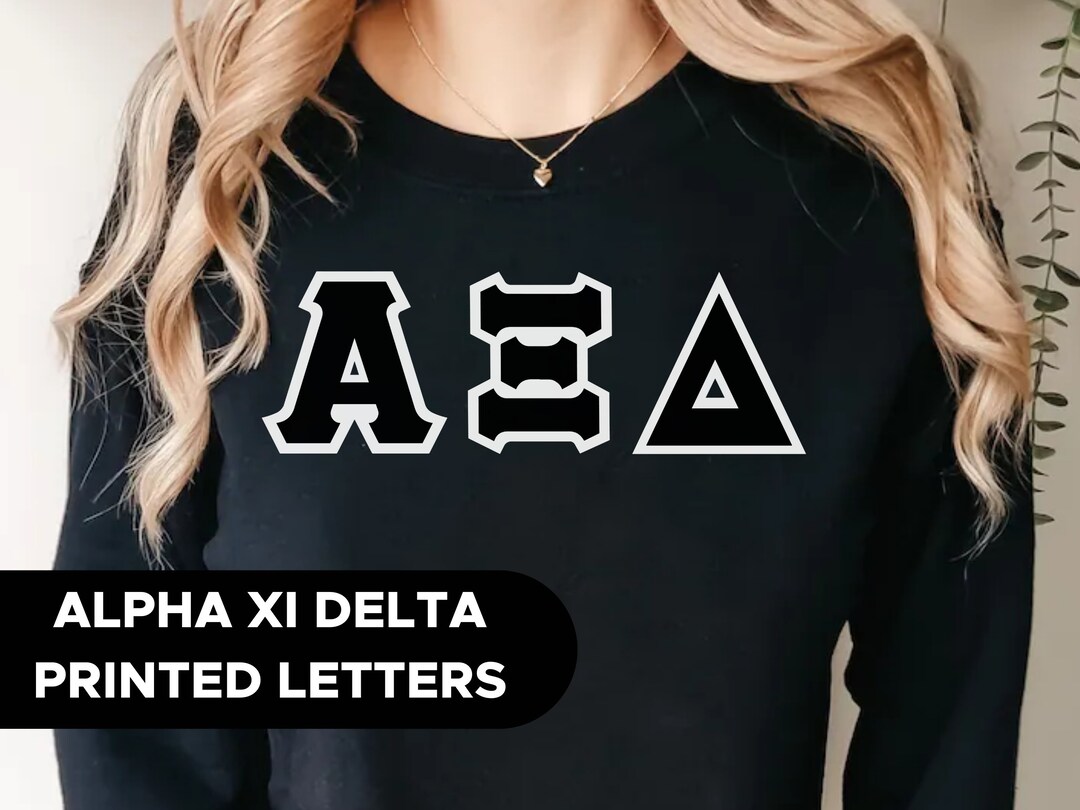 Alpha Xi Delta Printed Letters Black with White Border - Etsy.de