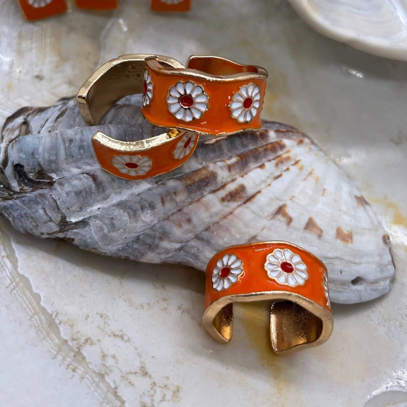 Orange Flower Ring - Etsy