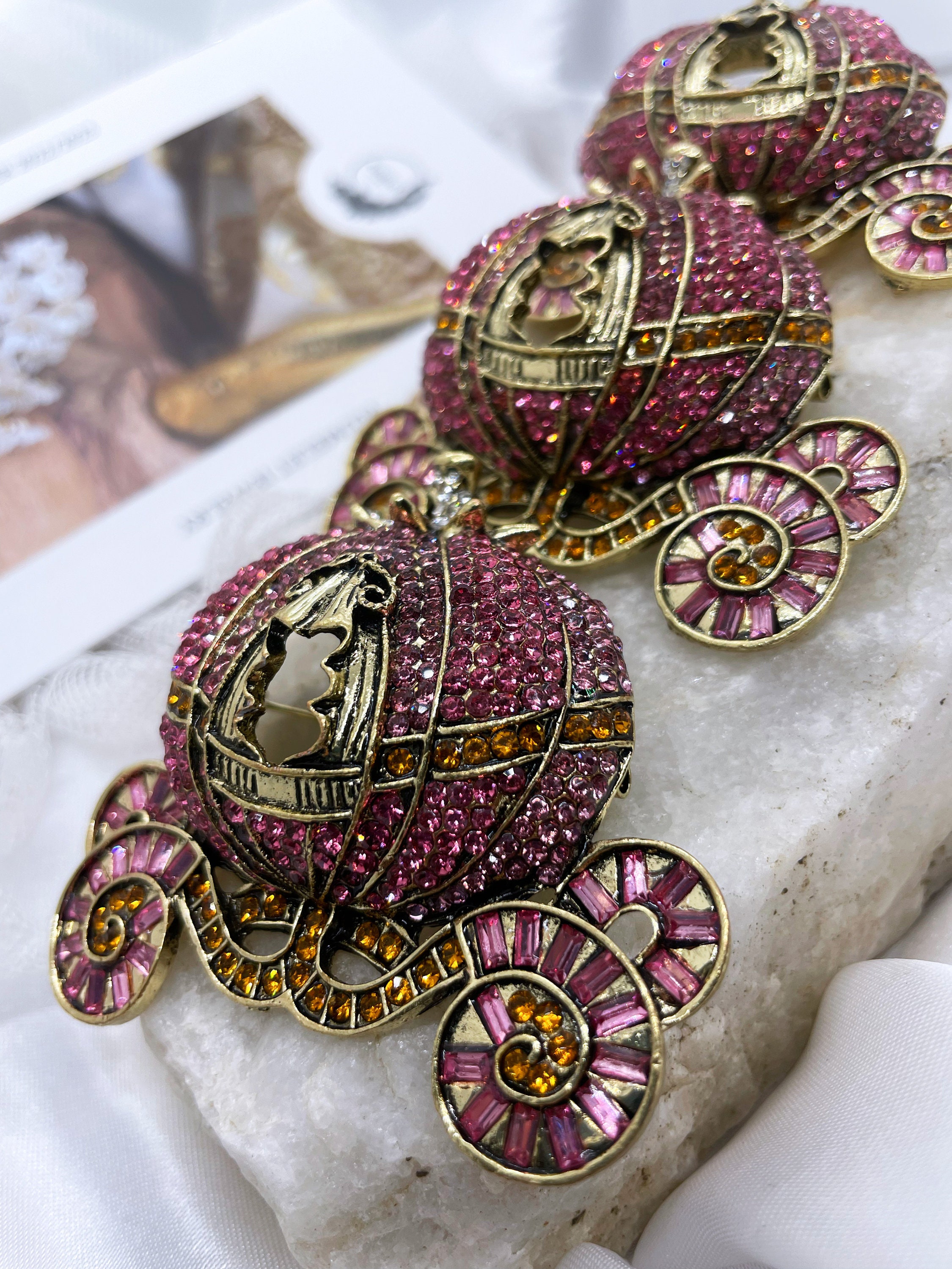 Pink Cinderella Coach Brooch - Etsy