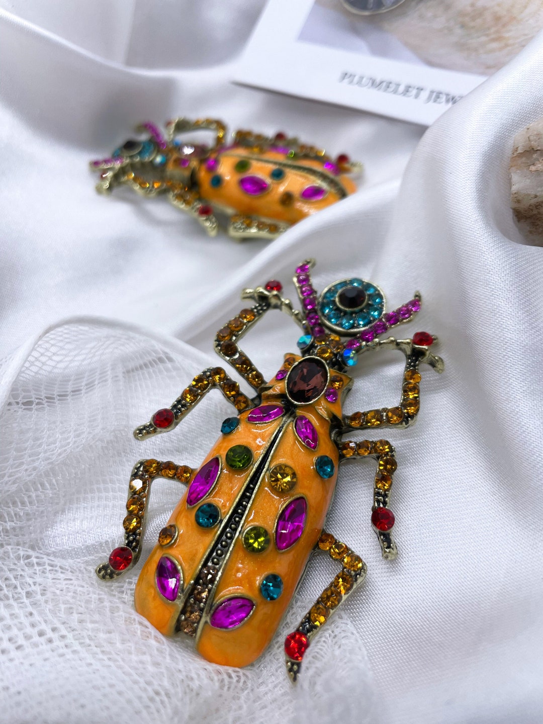Orange Beetle Enamel Pin - Etsy