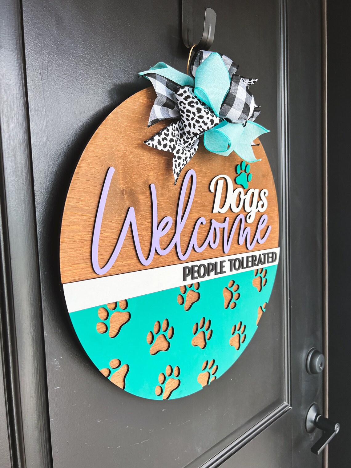 Laser Cut Front Door | Welcome Sign | 3D Door Hang | Dog Front Door ...