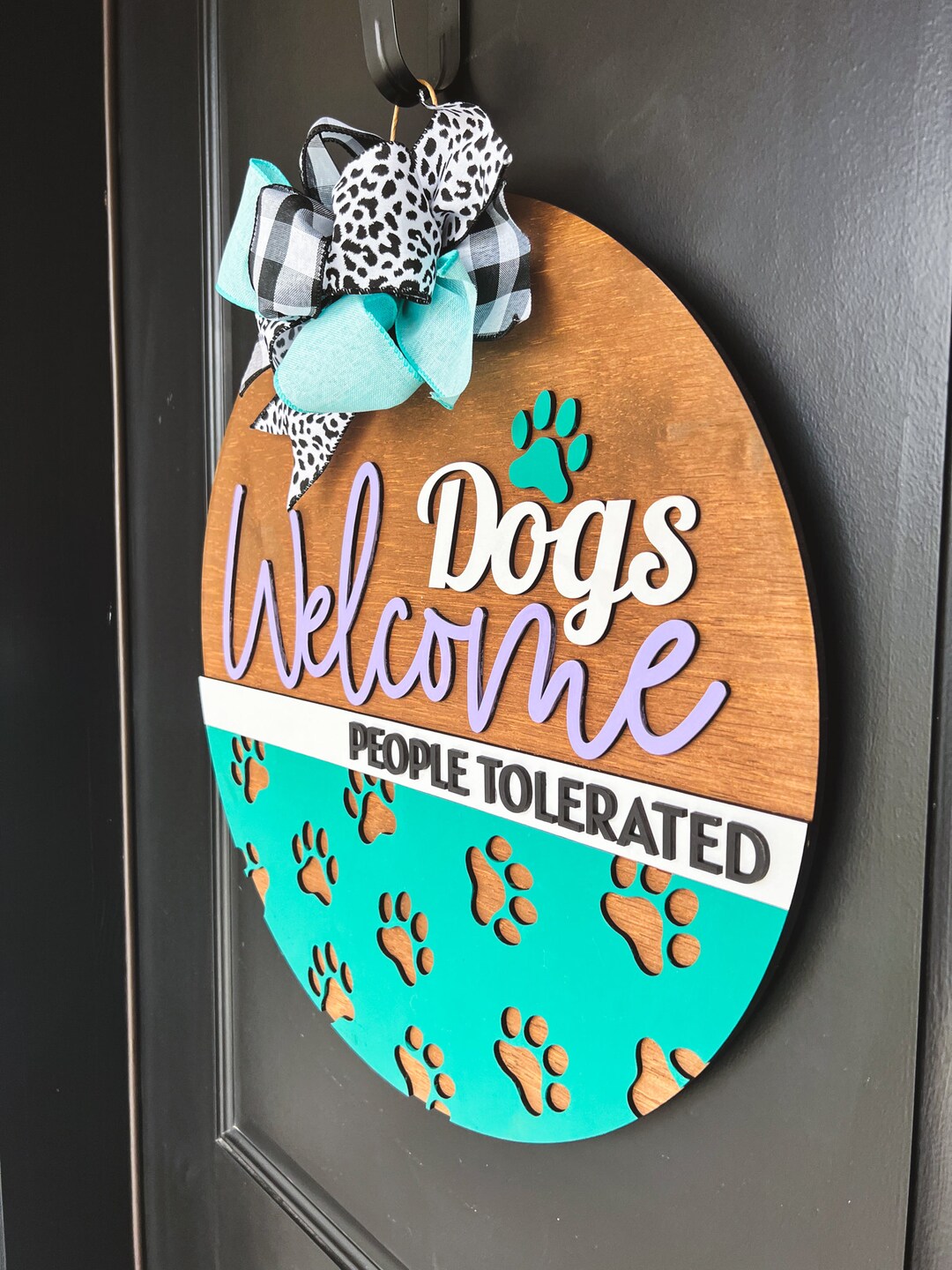 Laser Cut Front Door | Welcome Sign | 3D Door Hang | Dog Front Door ...