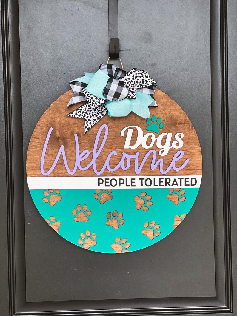 Laser Cut Front Door | Welcome Sign | 3D Door Hang | Dog Front Door ...