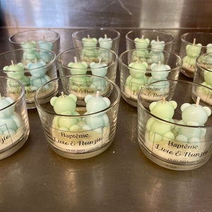 Bougies Baptêmes ourson .bougie baptême , bougie personnalisé,bougie ...